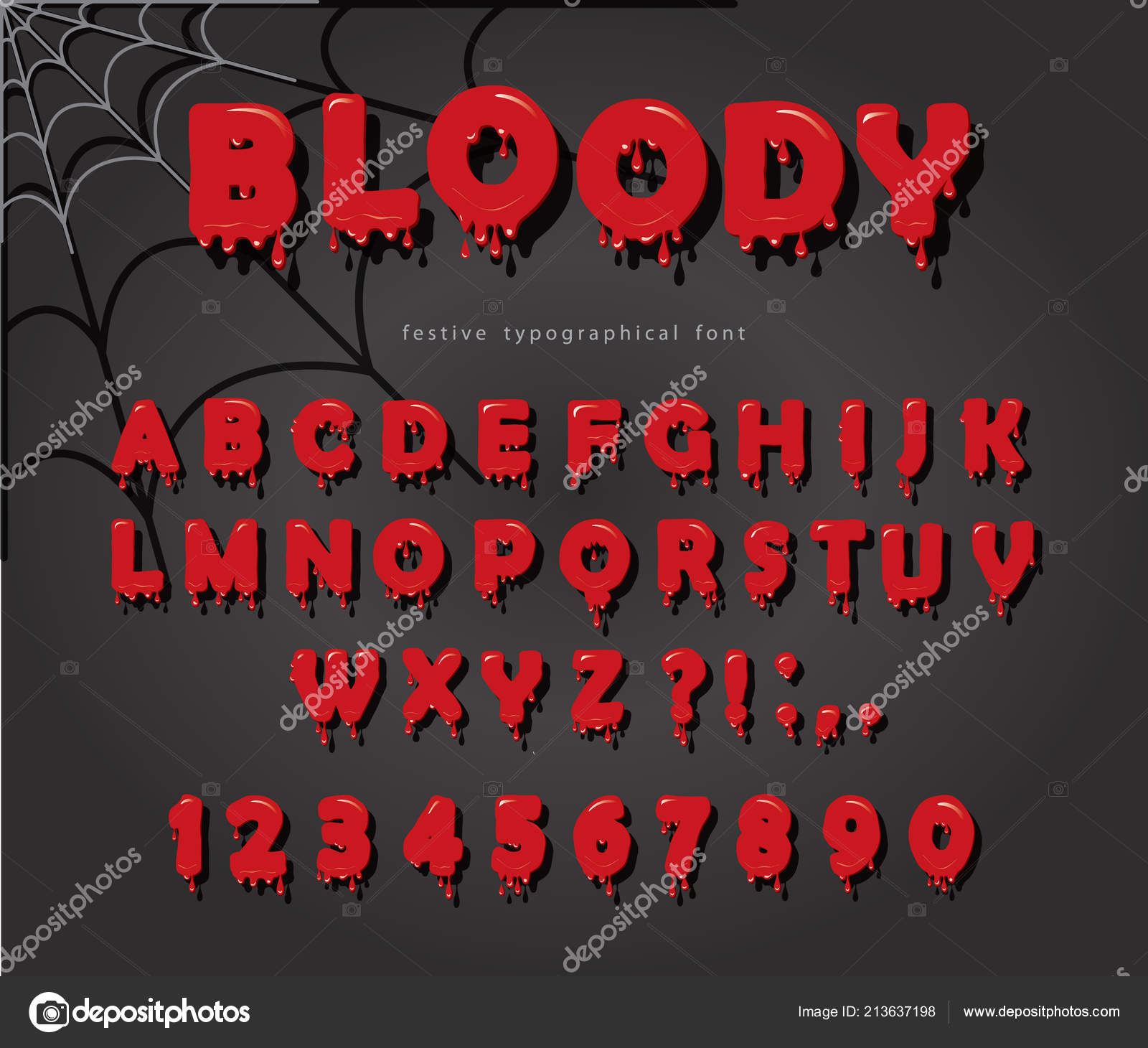 Halloween Blood Font Abc Bright Red Liquid Letters Numbers Banners ...