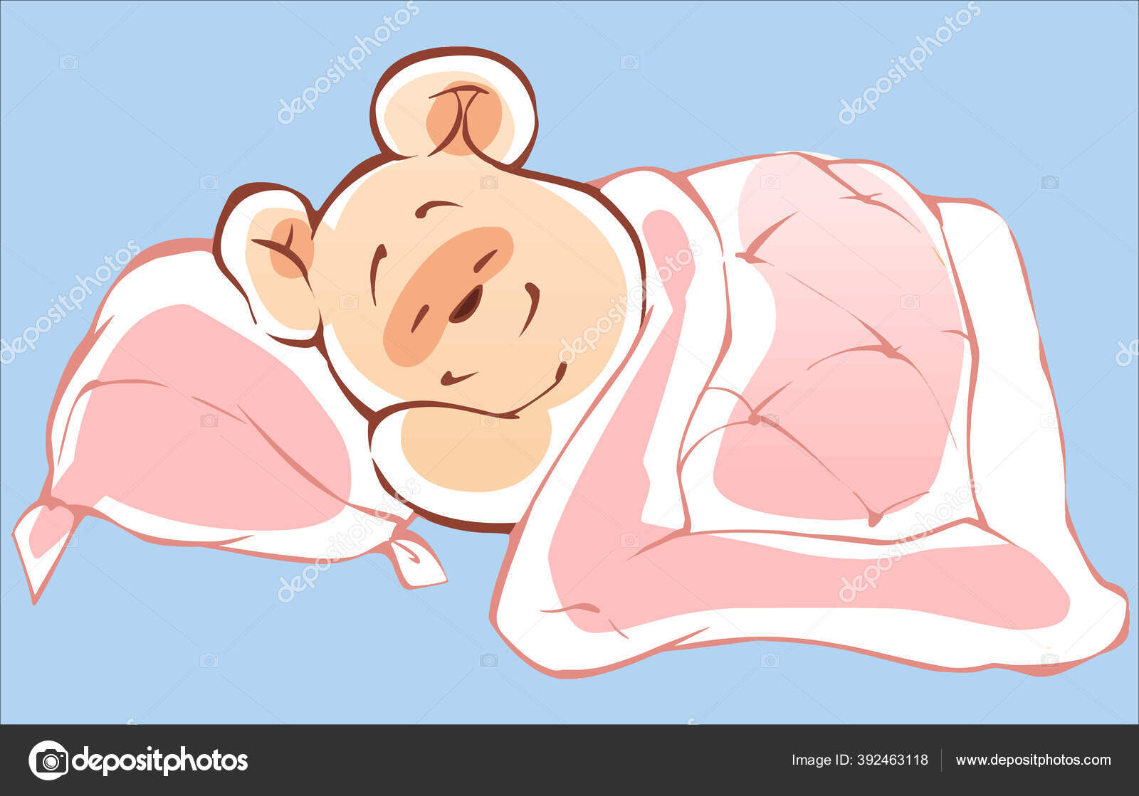 Cute cartoon Teddy bear sleeping. Blanket and pillow Stock Vector Image ...