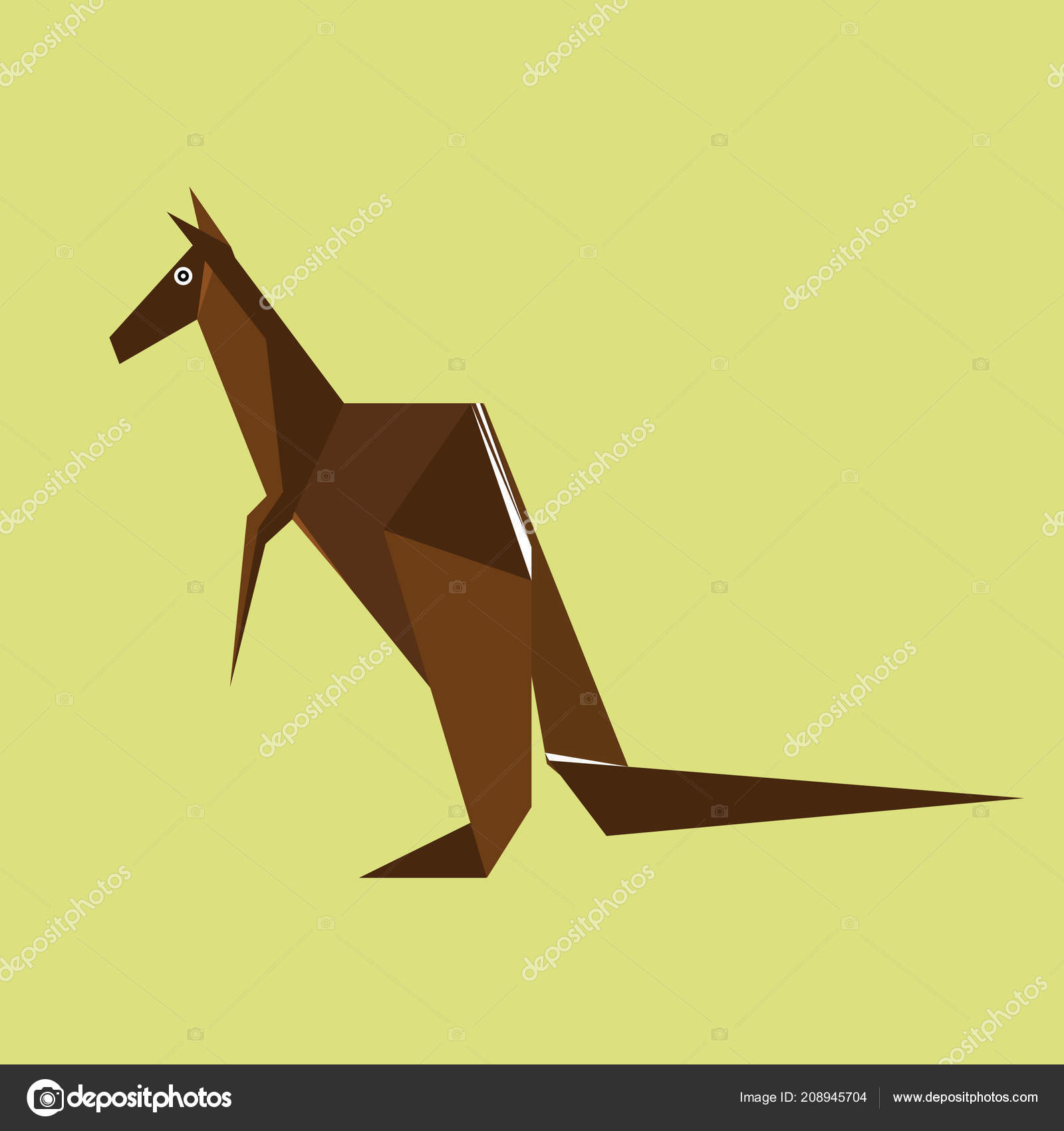 Origami Paper Brown Kangaroo Light Background Stock Vector Image by ...