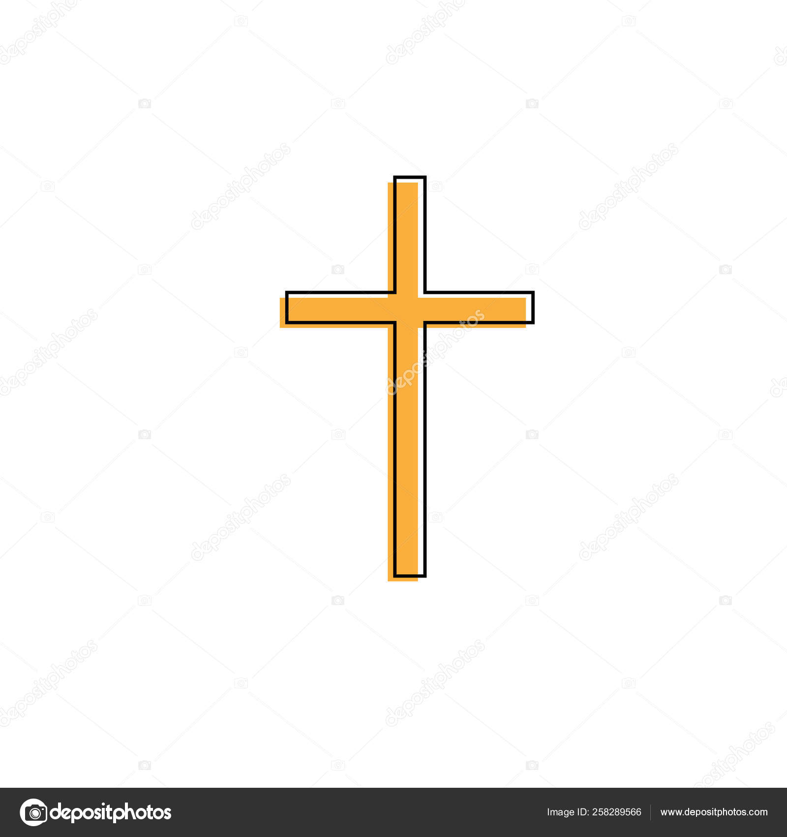 Christian cross Yellow icon on white background. Stock Vector Image by ...