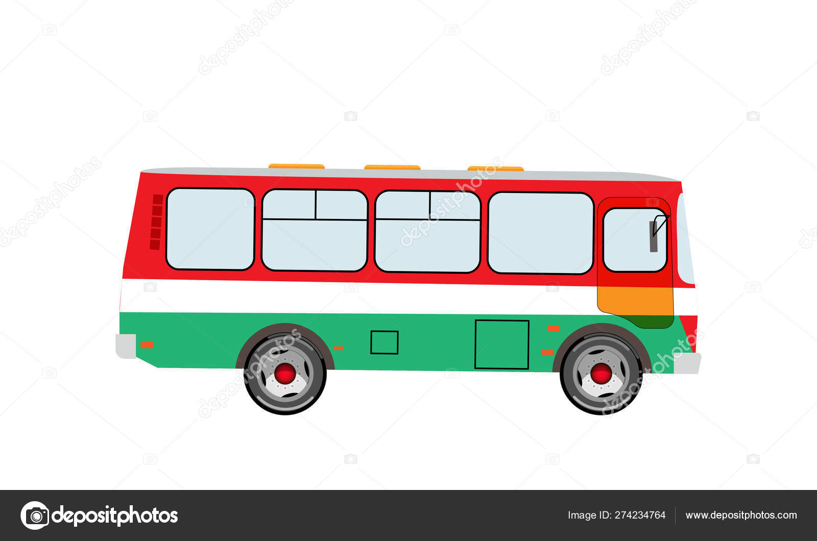 Vista lateral del autobús sobre un fondo aislado. Ilustración vectorial ...