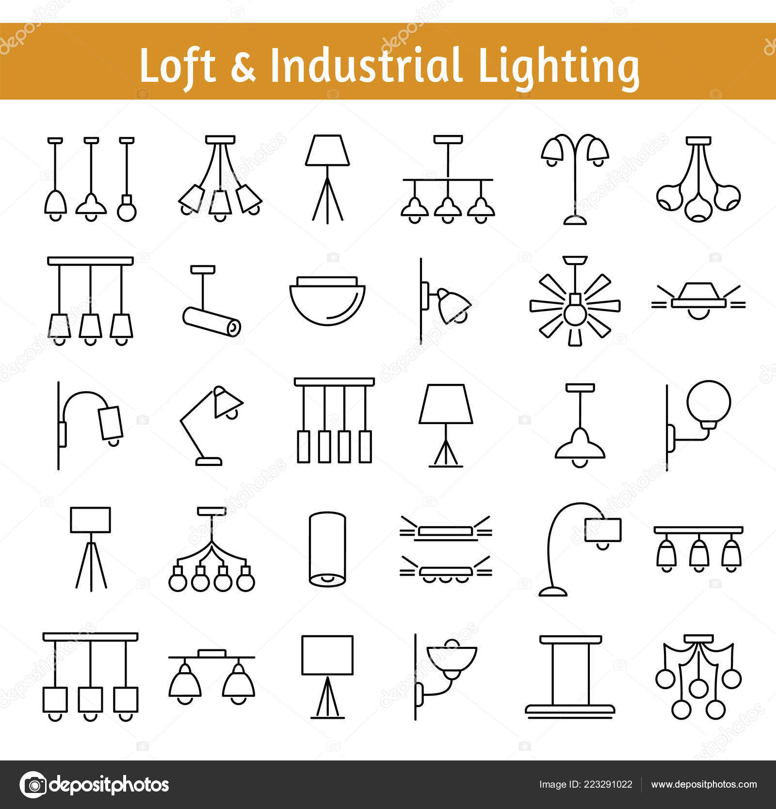 Industrial Loft Lighting Interior Light Fixtures Devices Illumination ...