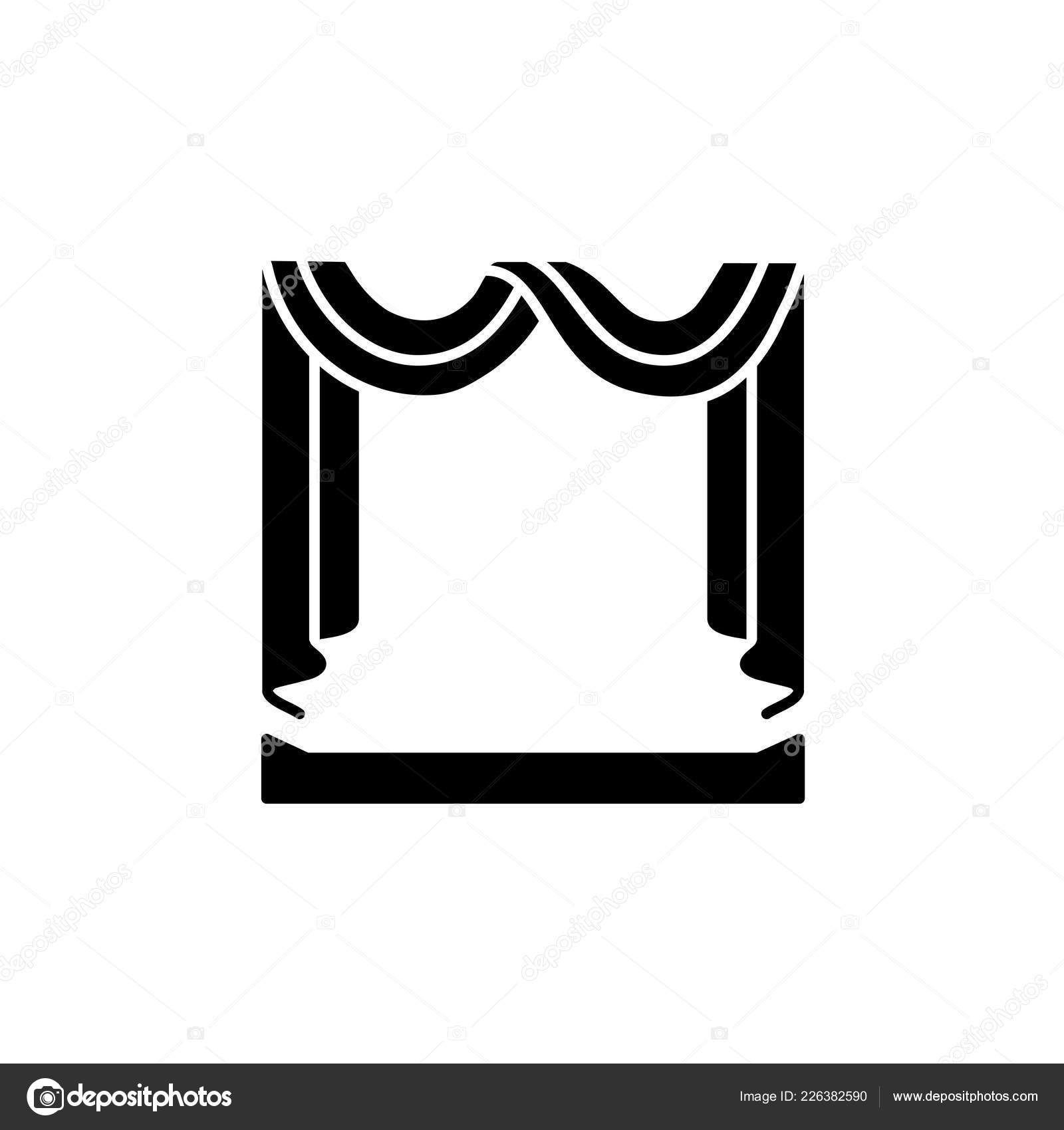 Black White Vector Illustration Fabric Scarf Curtain Drapery Flat Icon ...