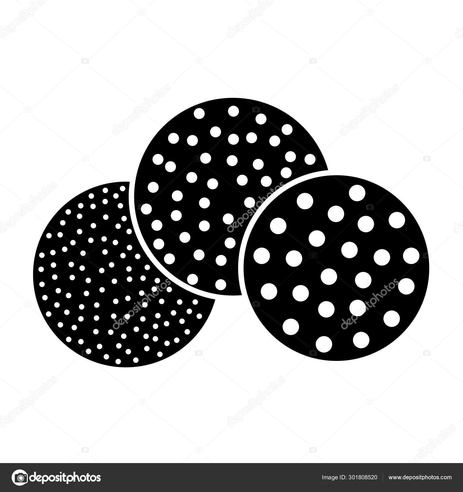 Sandpaper disc flat icon. Black & white illustration of sanding Stock ...