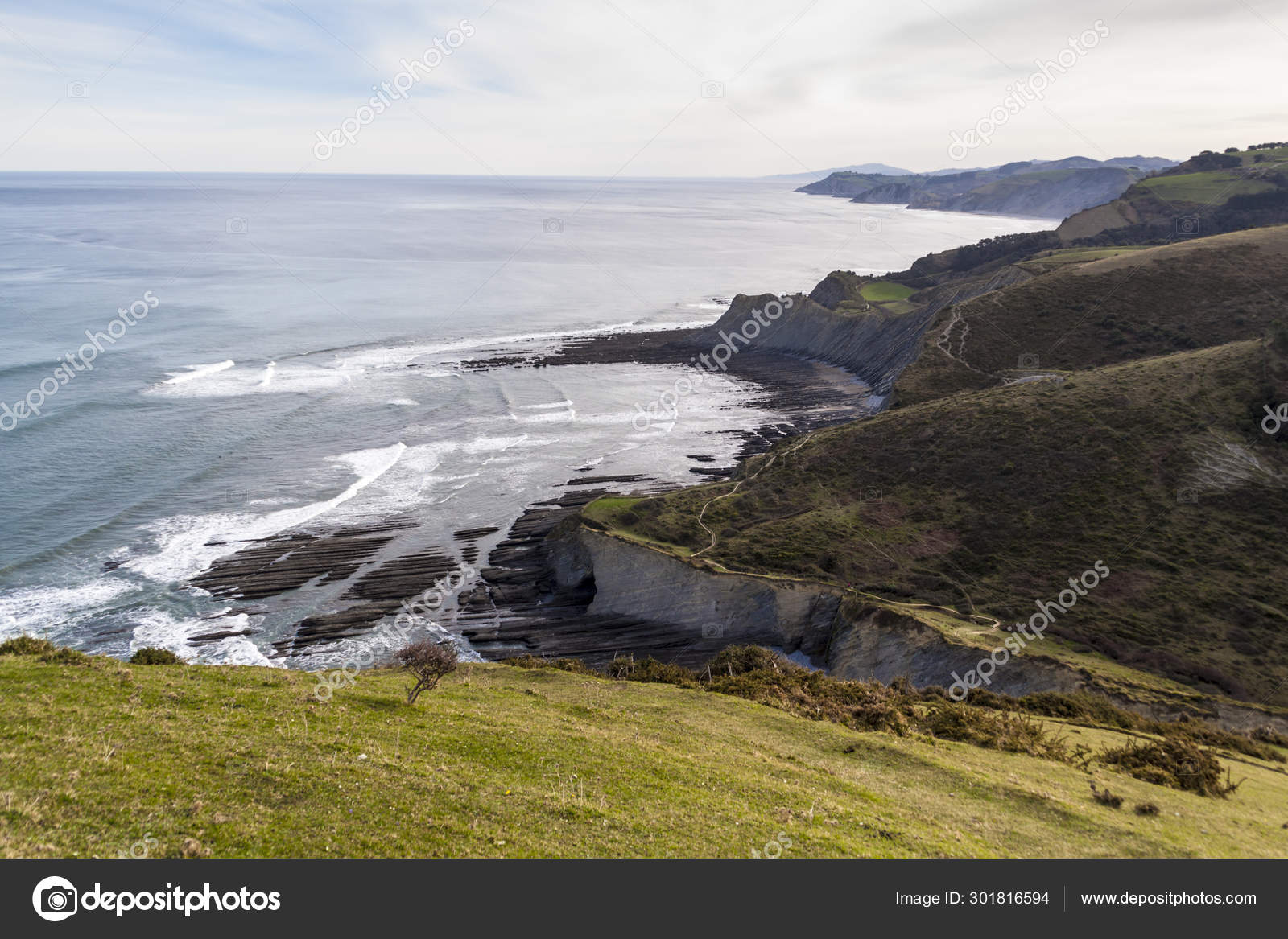 Geological Rock Formations Cliffs Flysch Route Cantabrian Sea Vizcaya ...