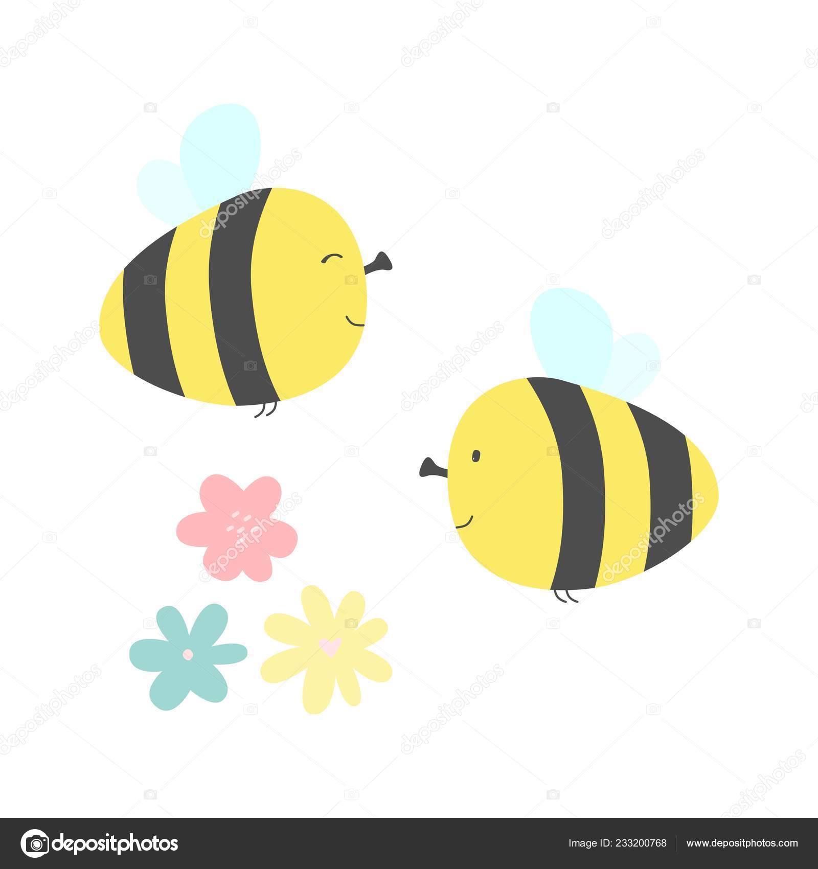 Cute Cartoon Bee Flying