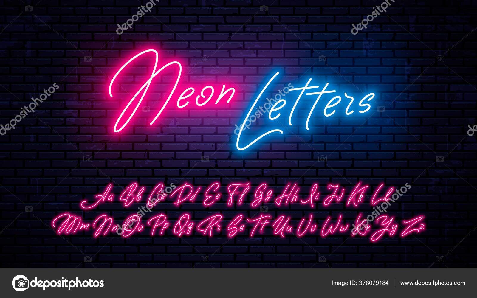 Neon Handwritten Letters Glowing Red Font Isolated Wall Background ...