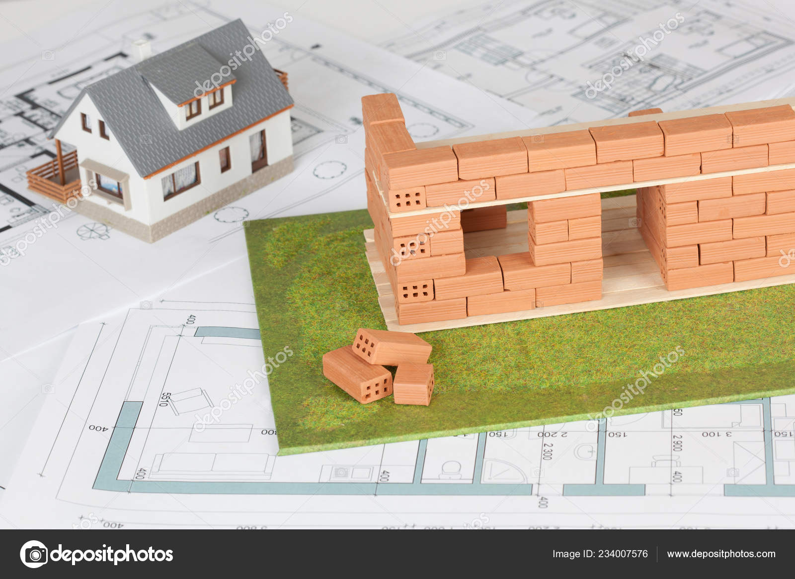 Model House Construction Brick Blueprint Stock Photo by ©Rajen1980 ...