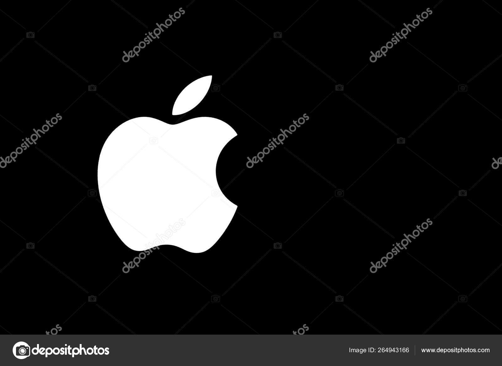 White Apple Logo Black Background