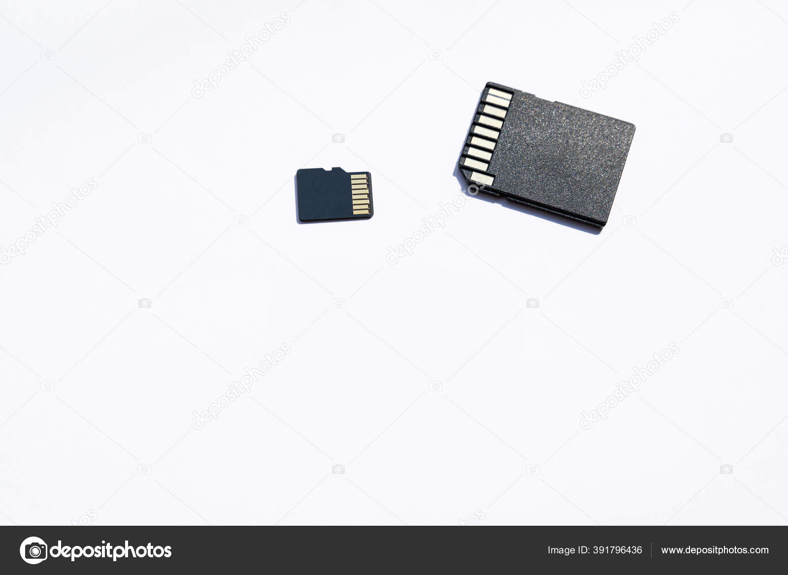 Black Memory Cards White Background Selective Focus — Stock Photo ...