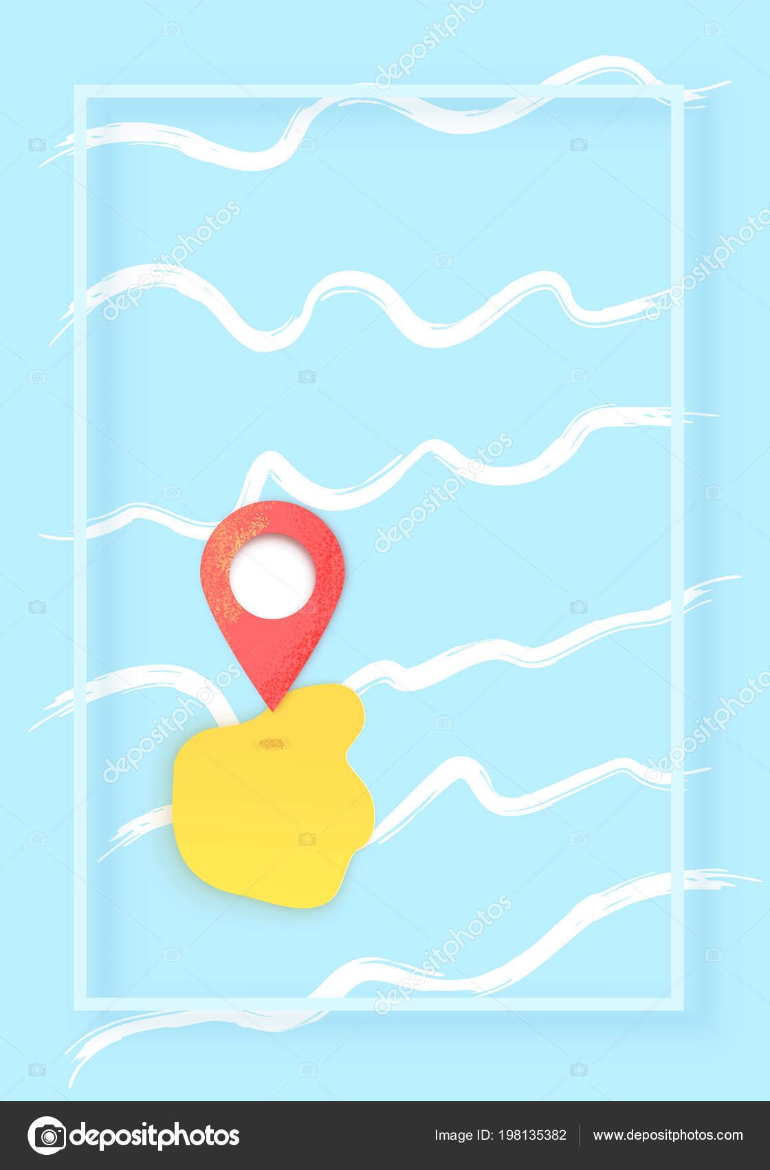 Composition Map Pointer Vertical Banner Location Mark Wave Background Vector Stock Vector by ...