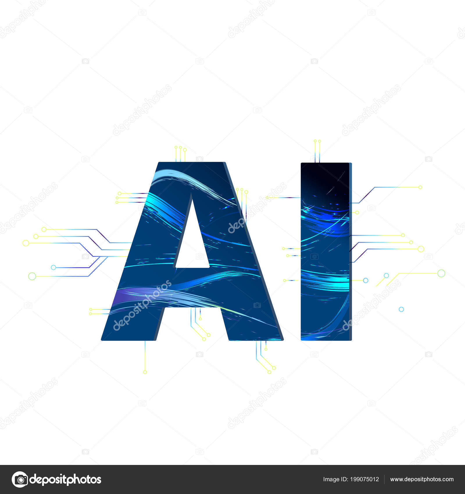 Artificial Intelligence Letters Isolated White Background Vector ...
