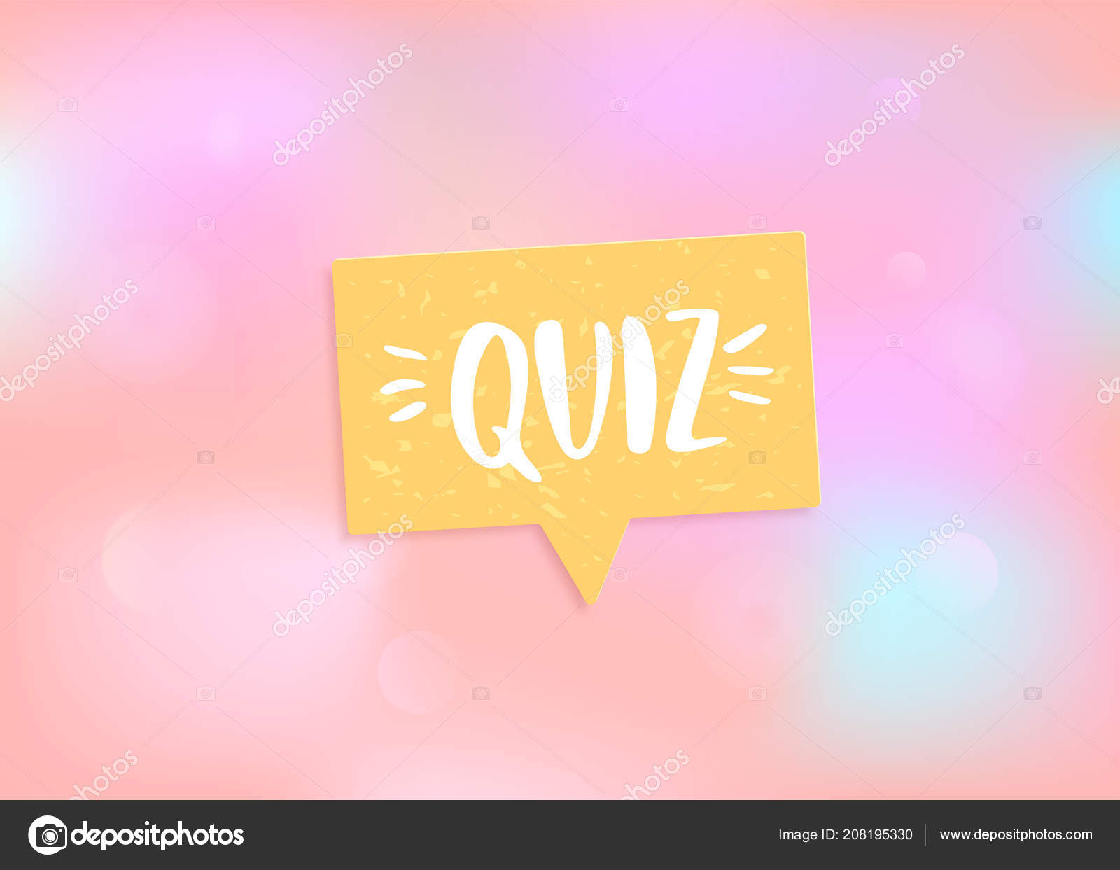 Quiz Sticker Handwritten Lettering Speech Bubble Pastel Background ...