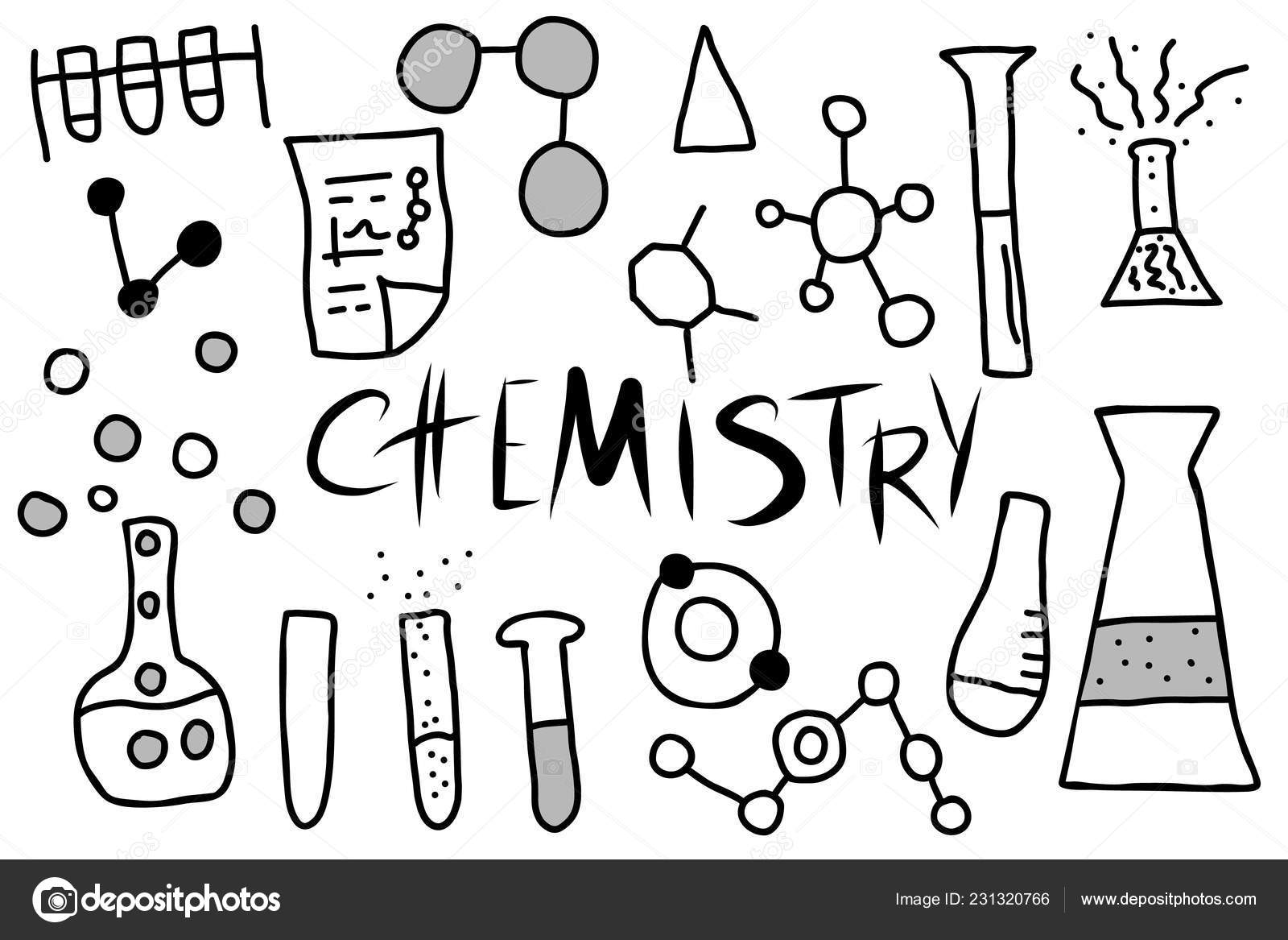 Chemistry doodle objects set. Vector illistration. Stock Vector Image ...