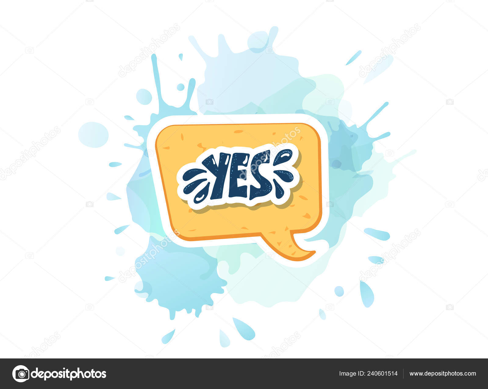 Yes sticker lettering. Vector color illustration. Stock Vector Image by ...