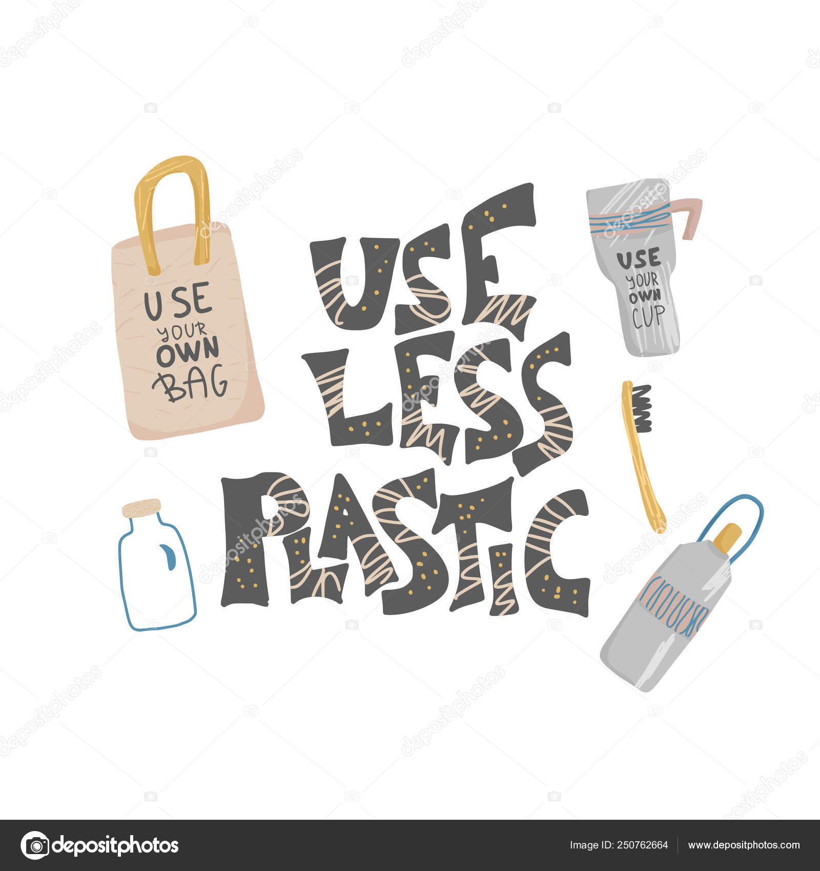 Plastic free vector concept with text and symbols. Stock Vector by ...
