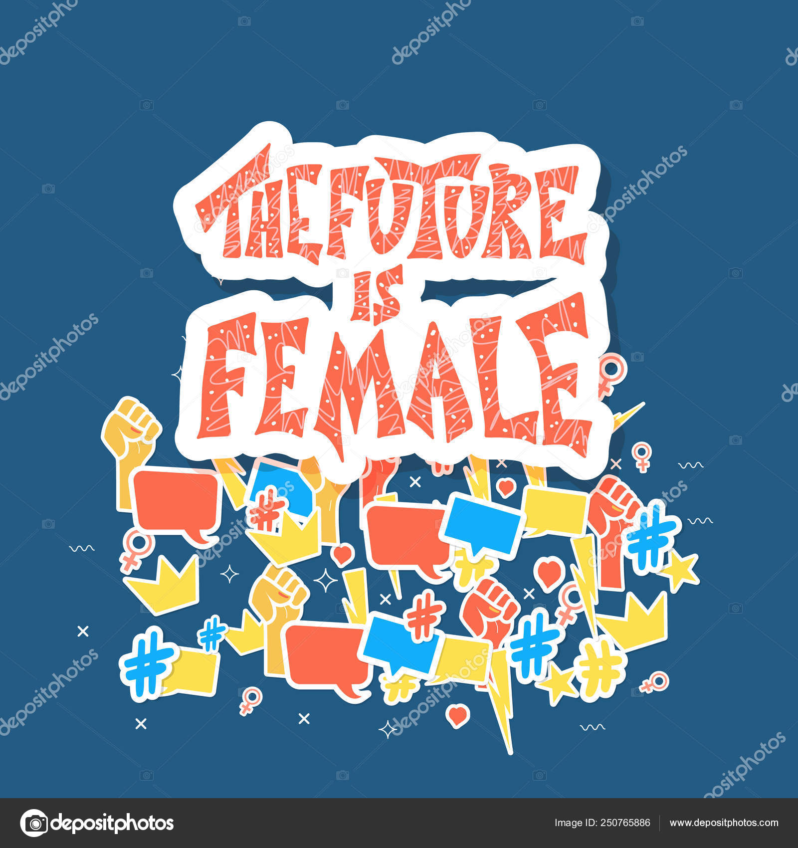 The future is female. Vector hand drawn quote. Stock Vector Image by ...
