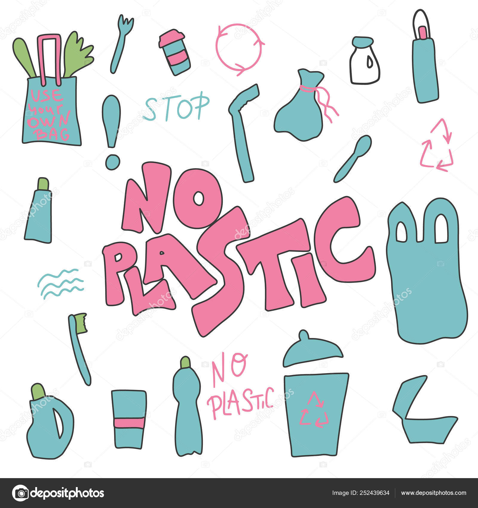 No plastic concept. Vector design illustration. Stock Vector Image by ...