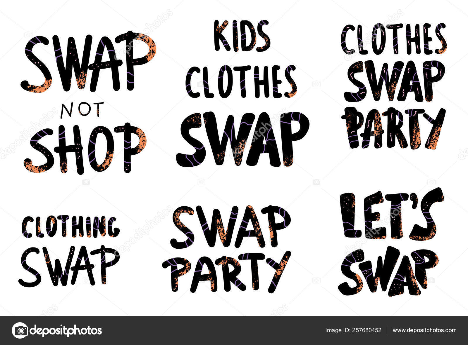 Swap hanwritten lettering set. Vector text. Stock Vector Image by ...