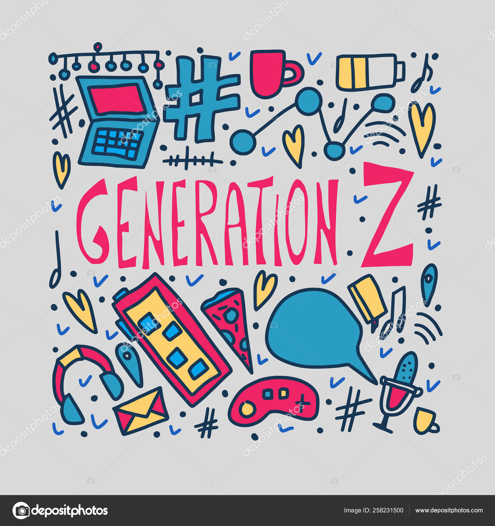 Cartel de generación z. Ilustración del concepto vectorial . vector ...