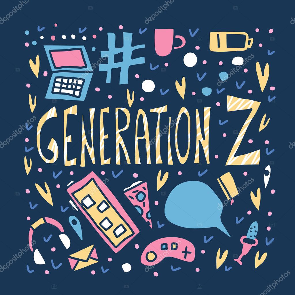 Cartel de generación z. Ilustración del concepto vectorial. 2024