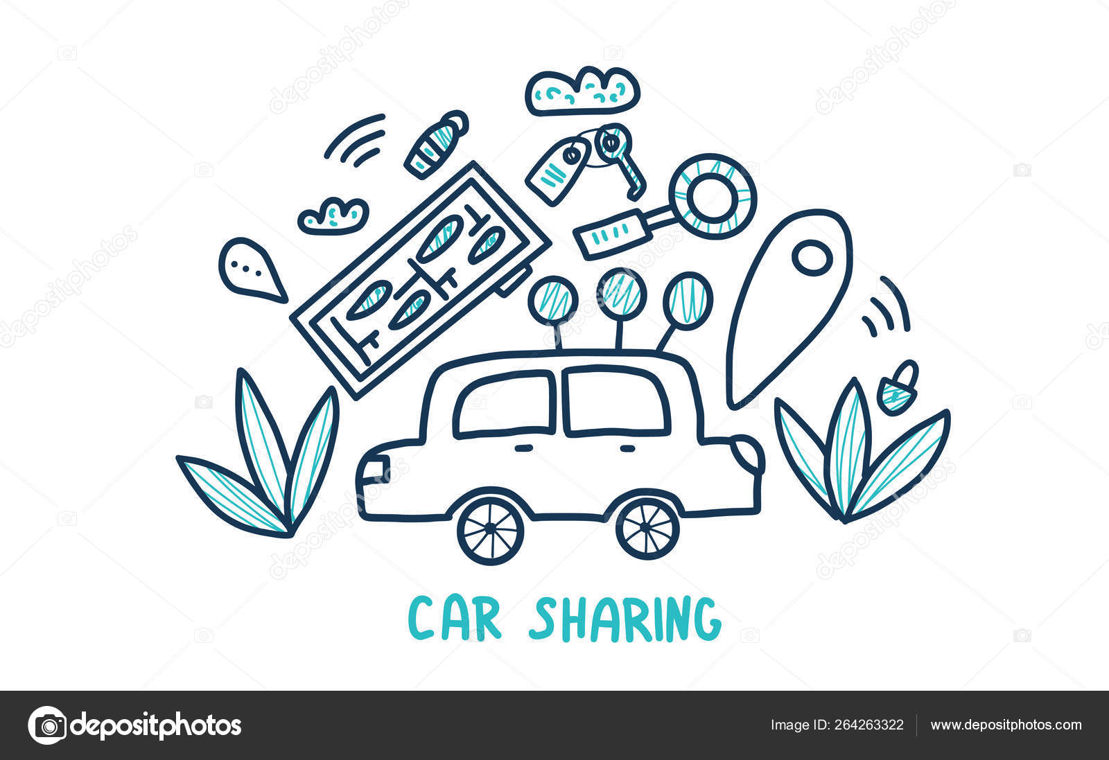 Car sharing concept. Vector flat illustration. Stock Vector Image by ...