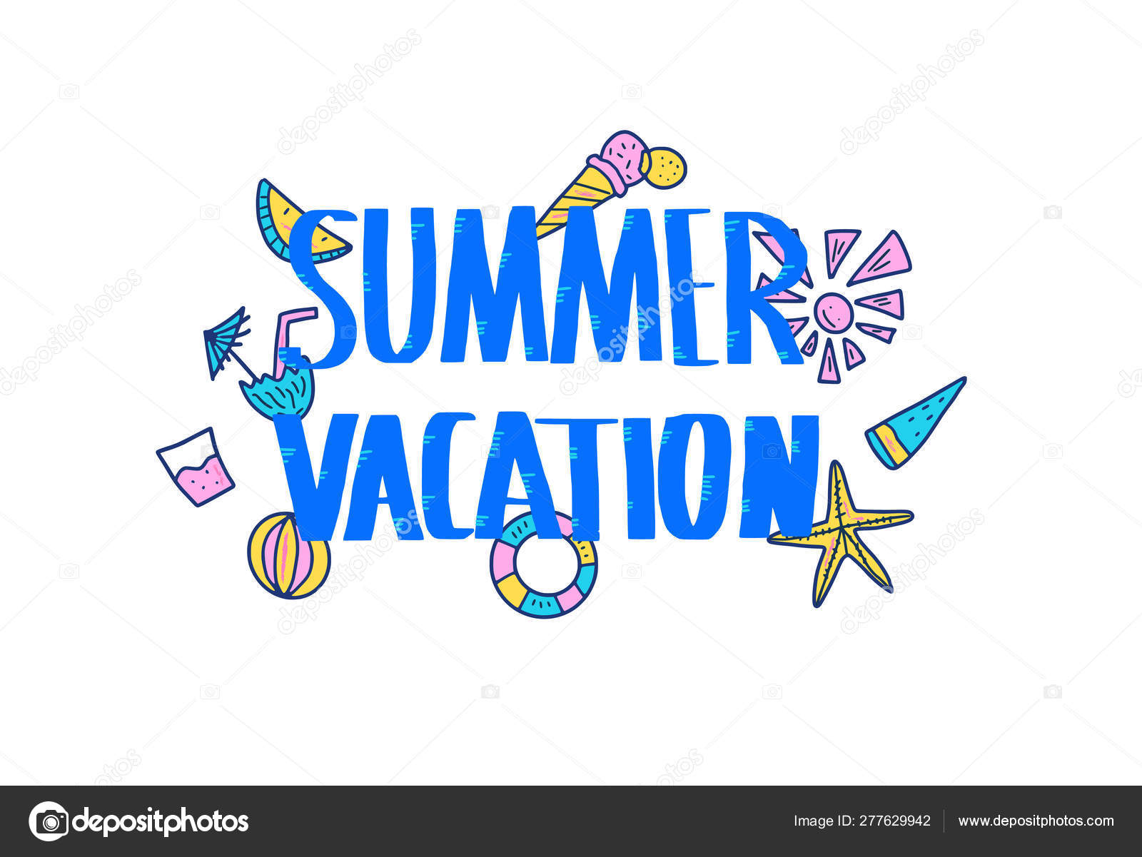 Summer vacation quote. Vector color stylized text. Stock Vector Image ...