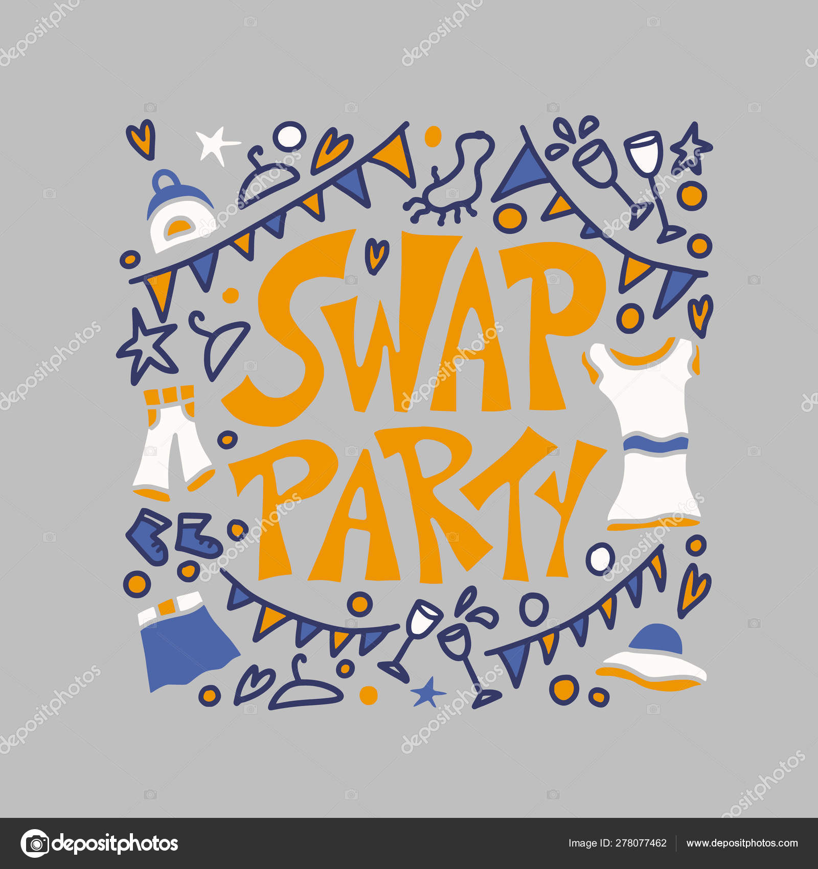 Swap party hand drawn poster. Vector design. Stock Vector Image by ...