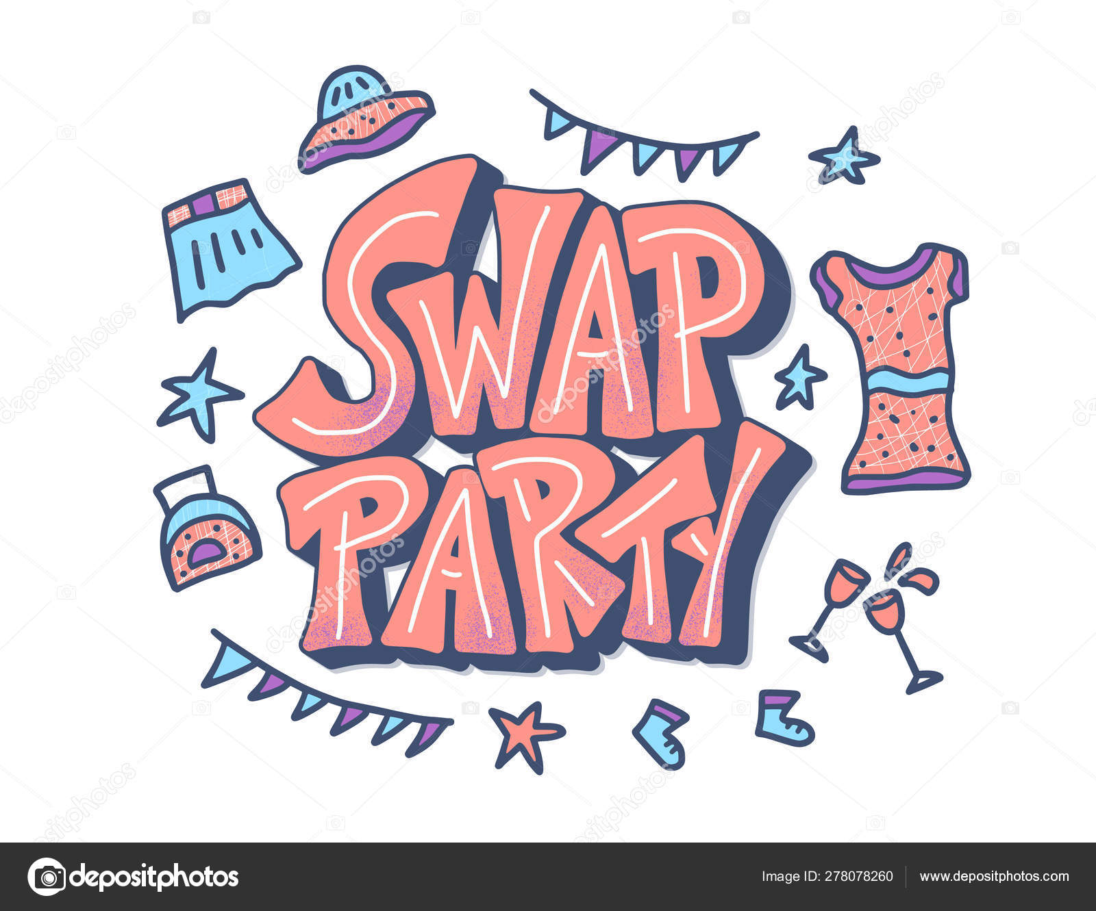 Swap party hand drawn poster. Vector design. Stock Vector Image by ...