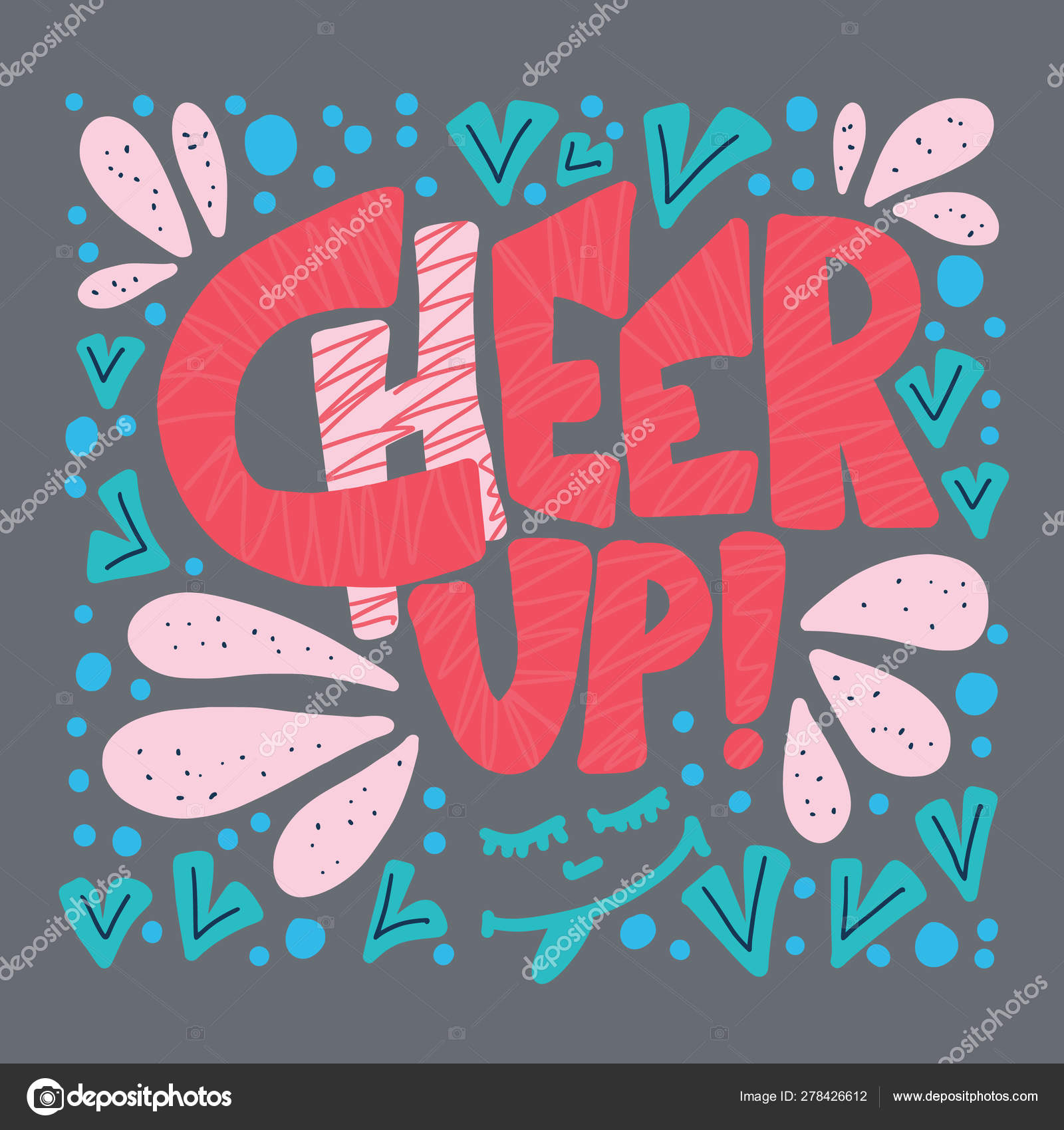 Cheer up handwritten quote. Vector text poster. — Stock Vector ...