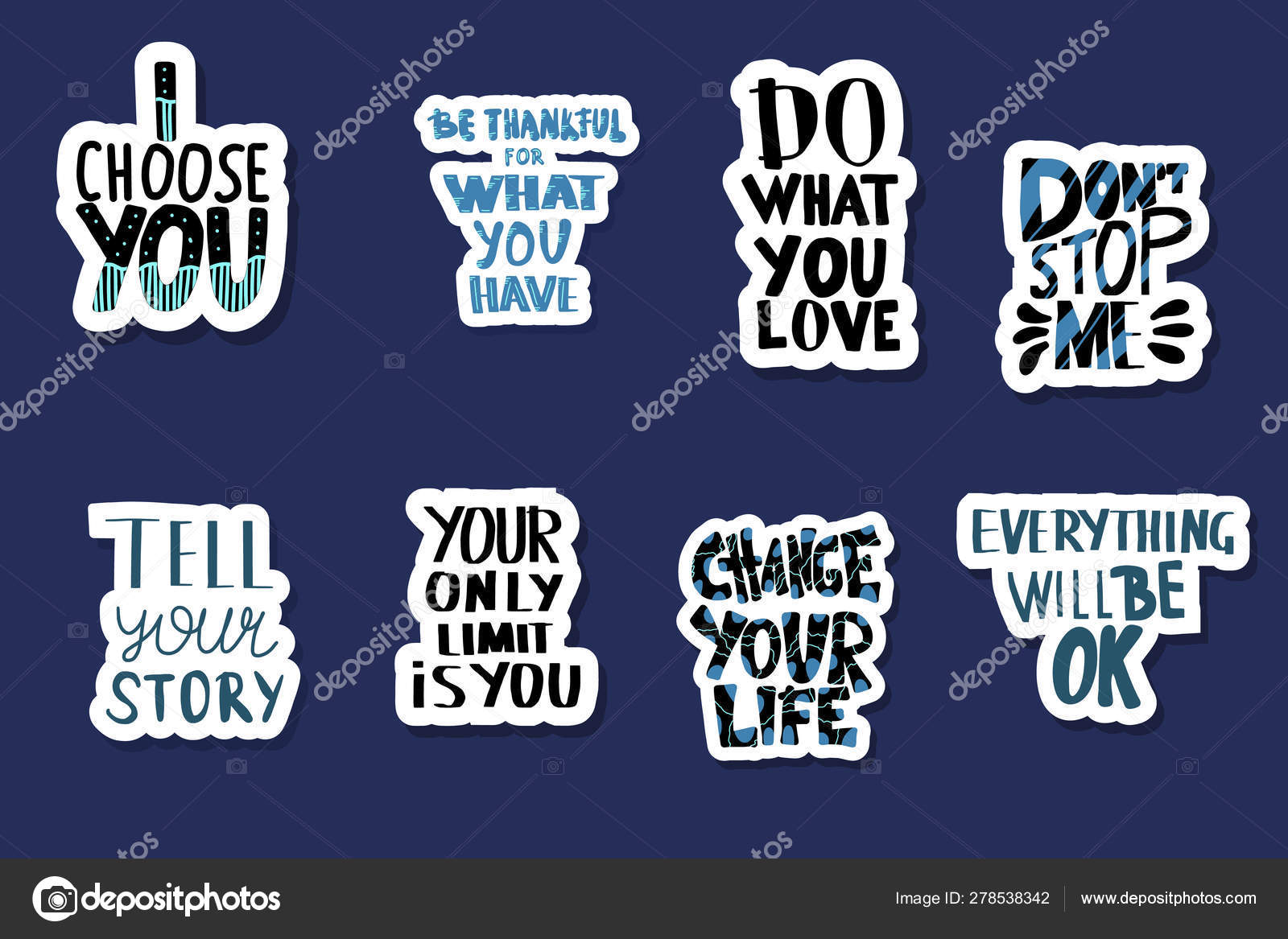Set of sticker quotes. Vector text illustration. Stock Vector by ...