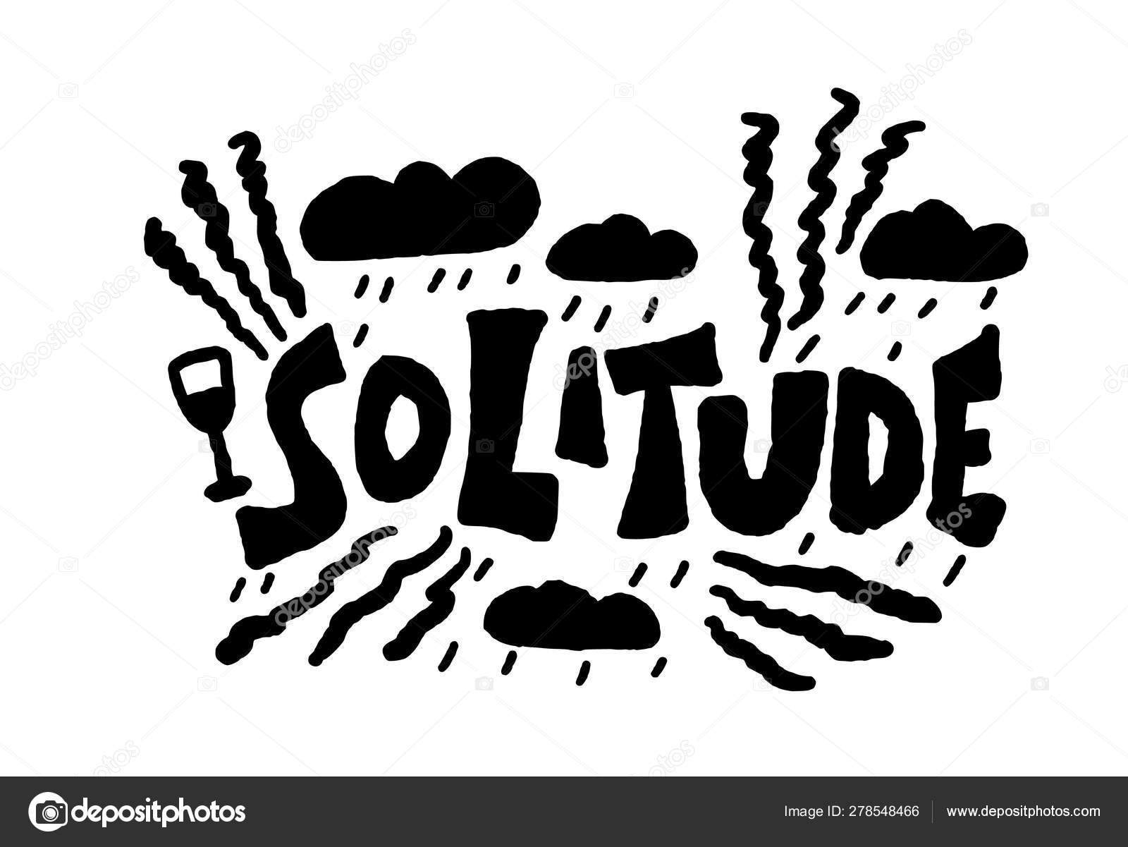 Solitude hand drawn text. Vector word concept. Stock Vector Image by ©Syuzannam #278548466