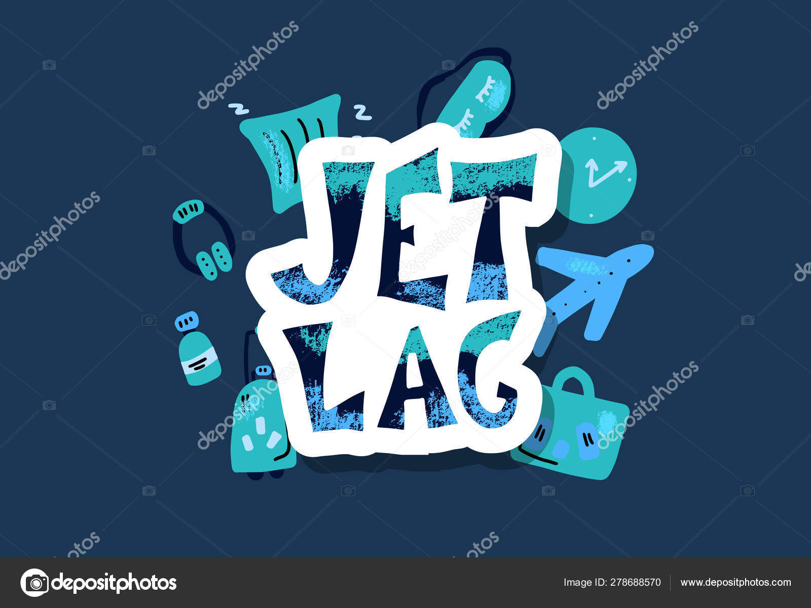 Jet lag citação estilizada. Símbolo do conceito vetorial . imagem ...