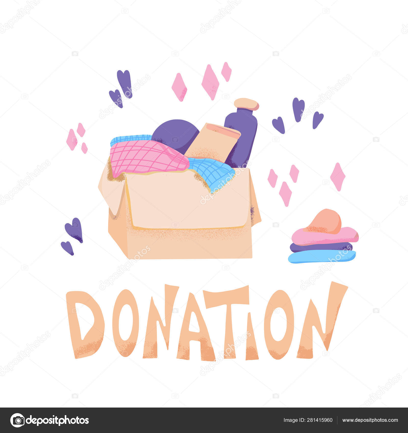 Donation concept. Box with stuff and text. Stock Vector by ©Syuzannam ...
