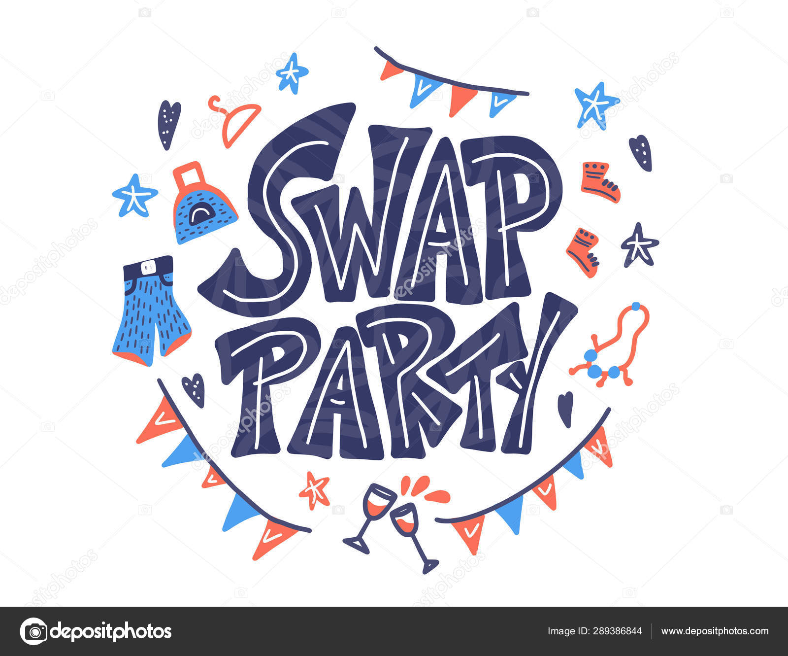 Swap party hand drawn poster. Vector design. Stock Vector by ©Syuzannam ...