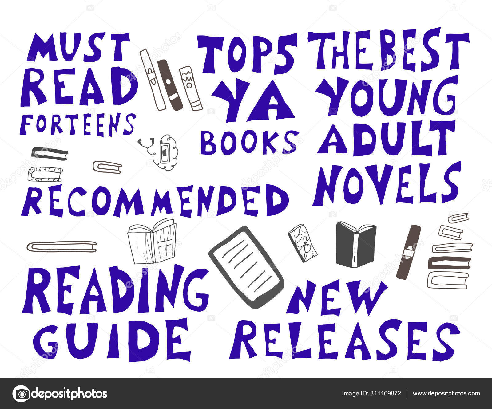 Young adults book phrases set. Vector illustartion Stock Vector Image ...