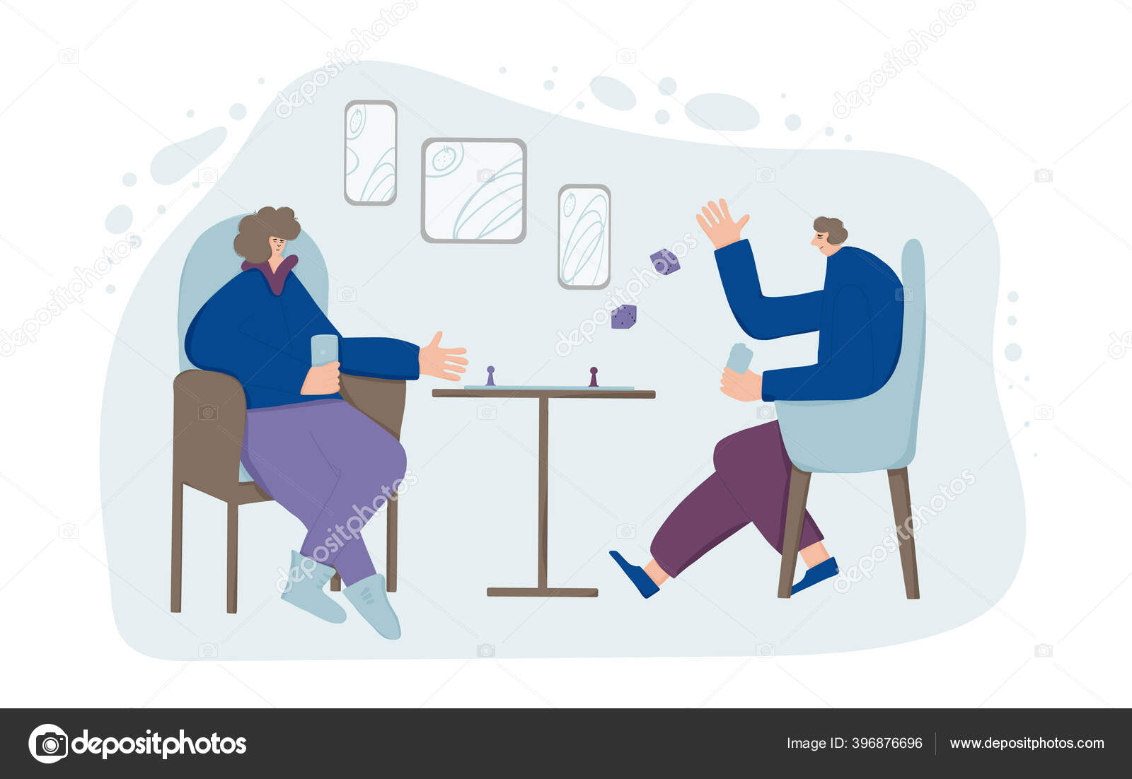 Board Games Concept Adult Persons Sitting Playing Table Game Friends ...