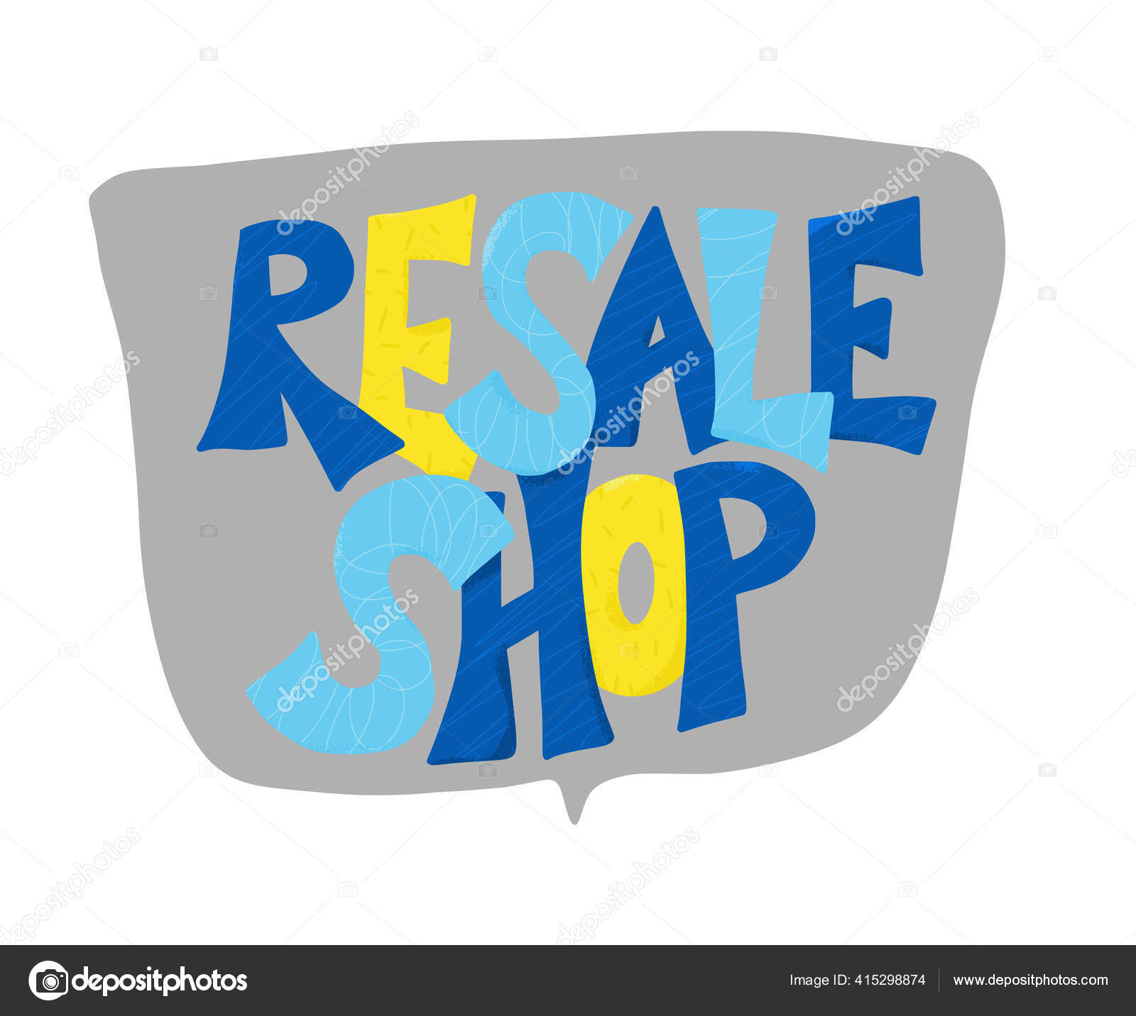 Resale Shop Hand Drawn Text Emblem Lettering Isolated White Background ...