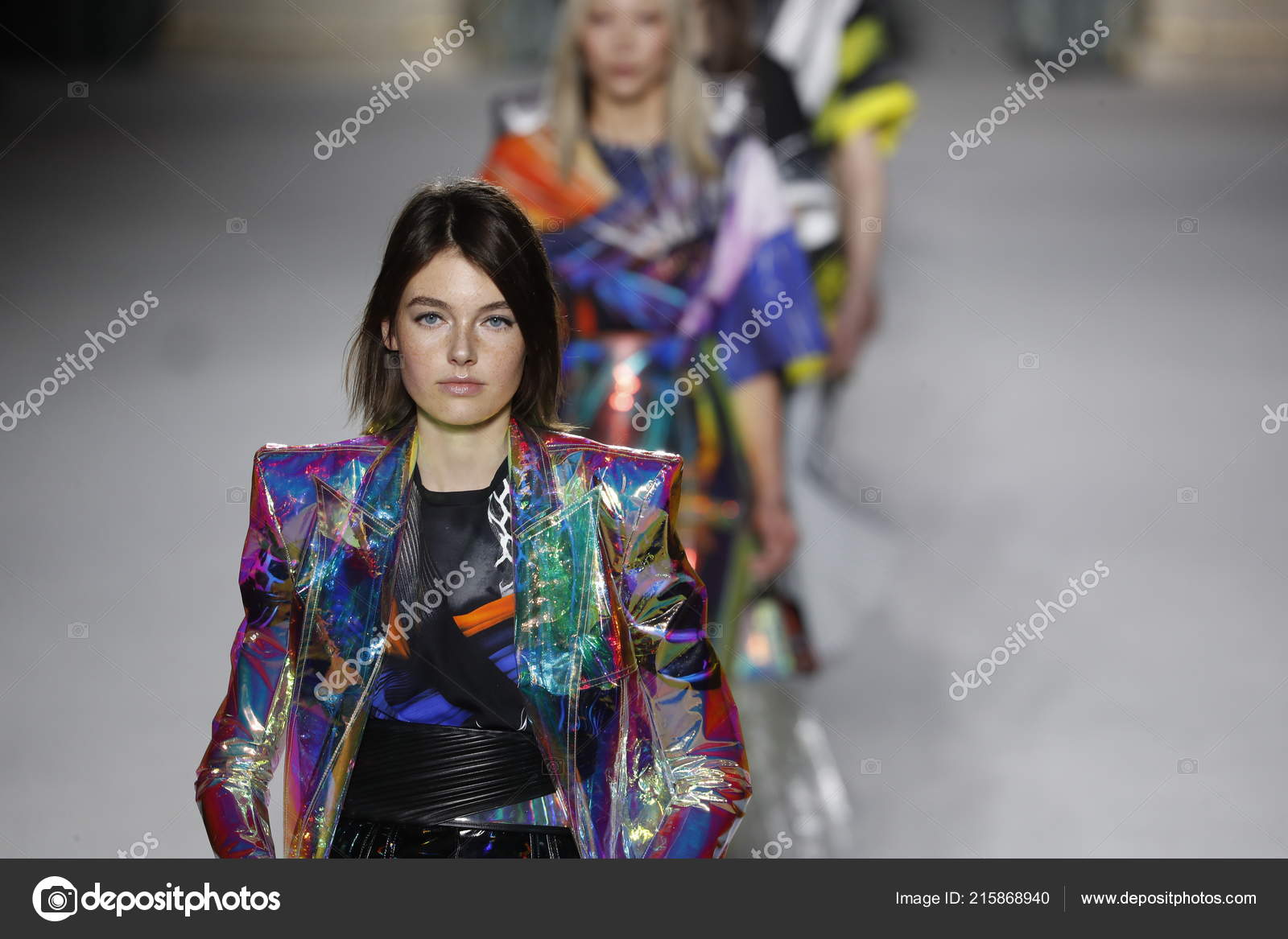 Paris France March Models Walk Runway Finale Balmain Show Part – Stock ...
