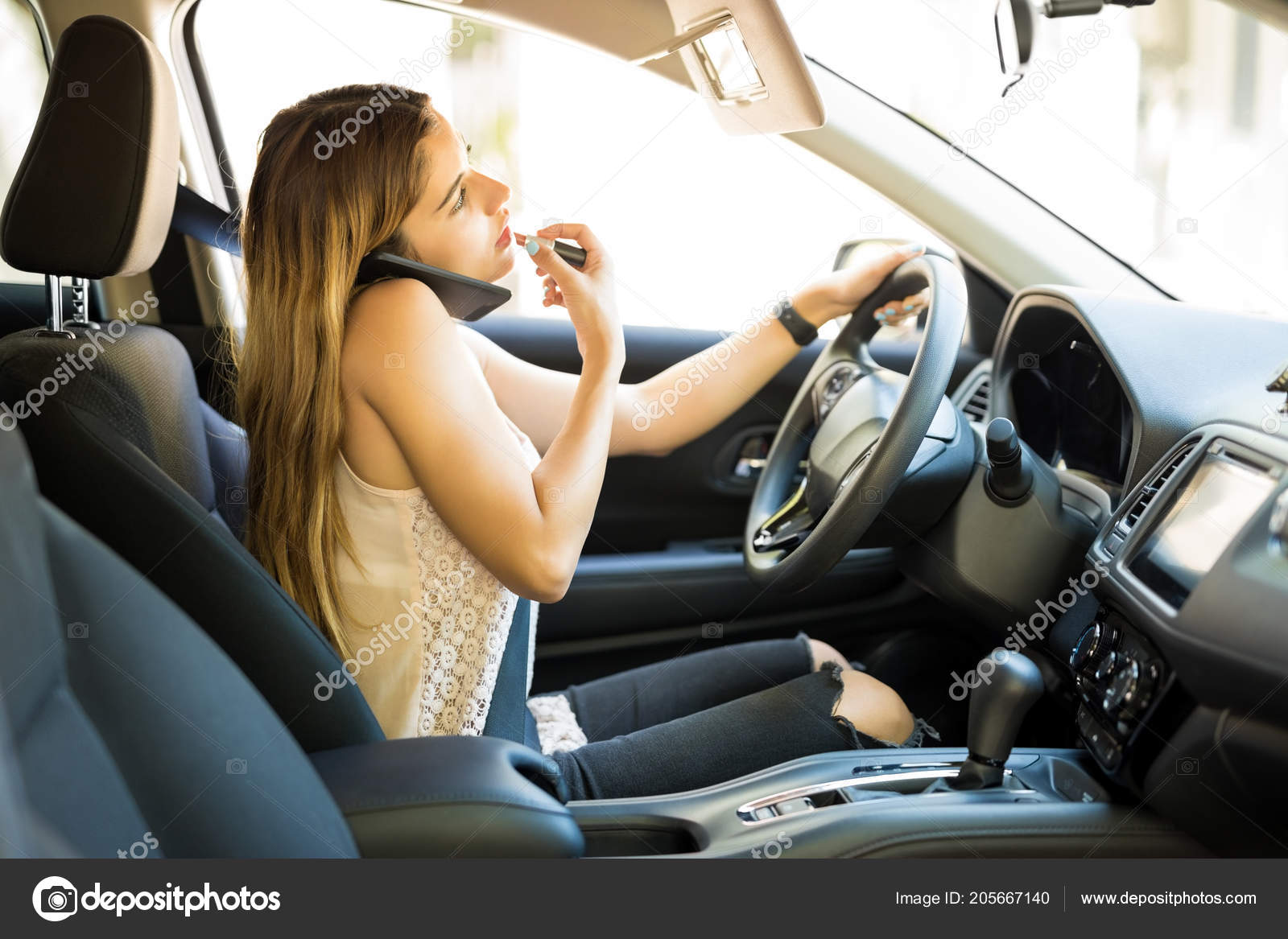 Putting On Makeup While Driving