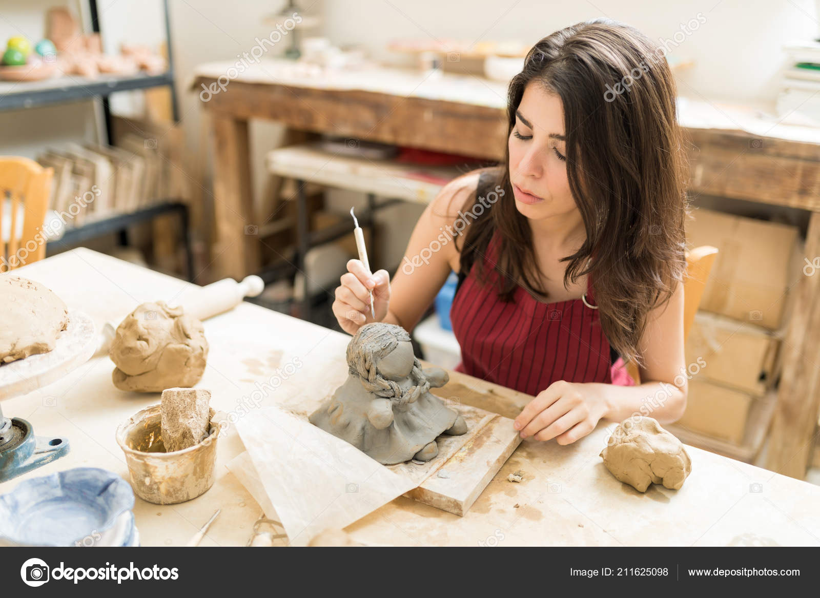 Beautiful Woman Clay Sculpture