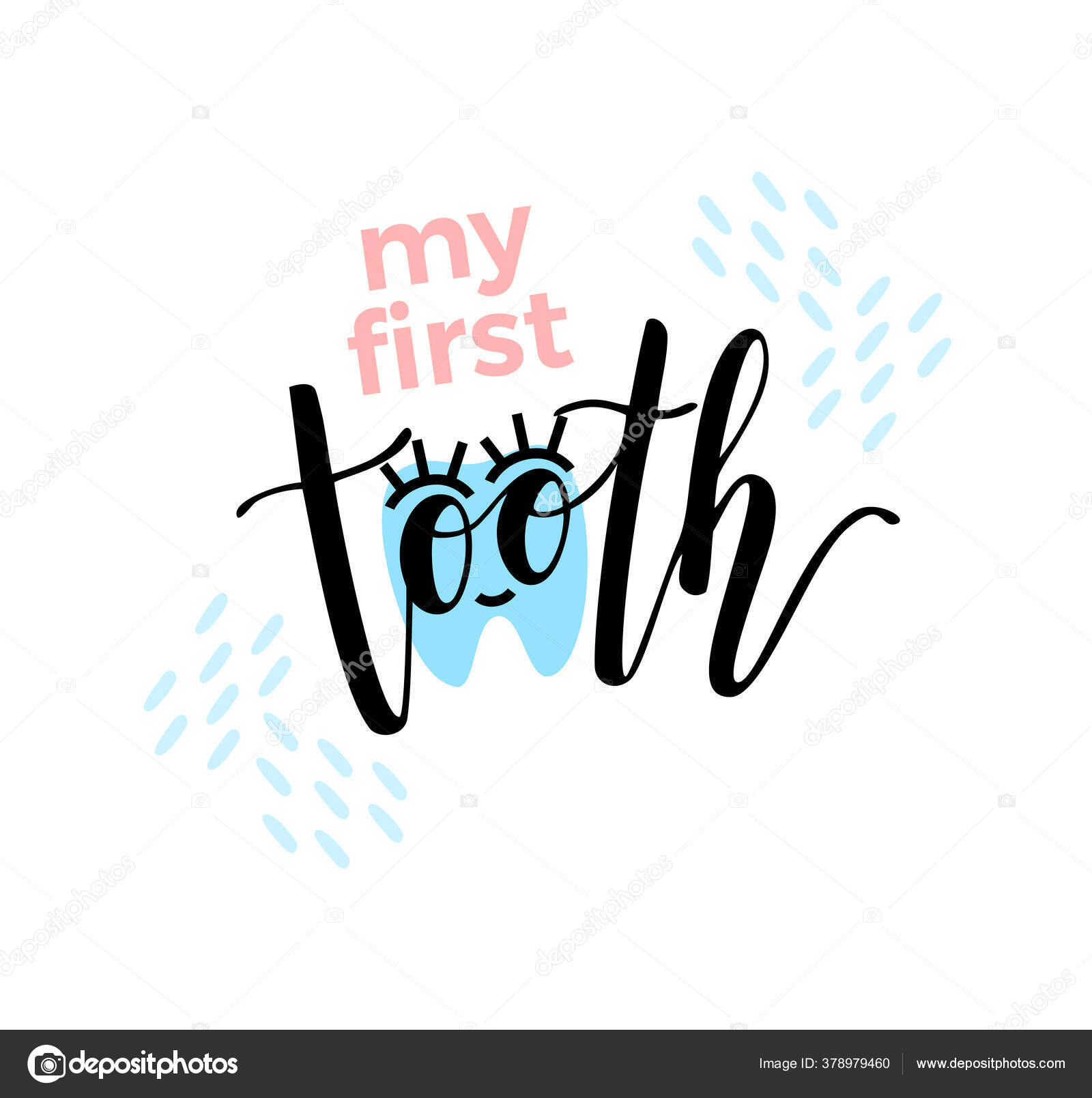 First Tooth Lettering Baby Teeth Calligraphy Card Sticker Invitation ...