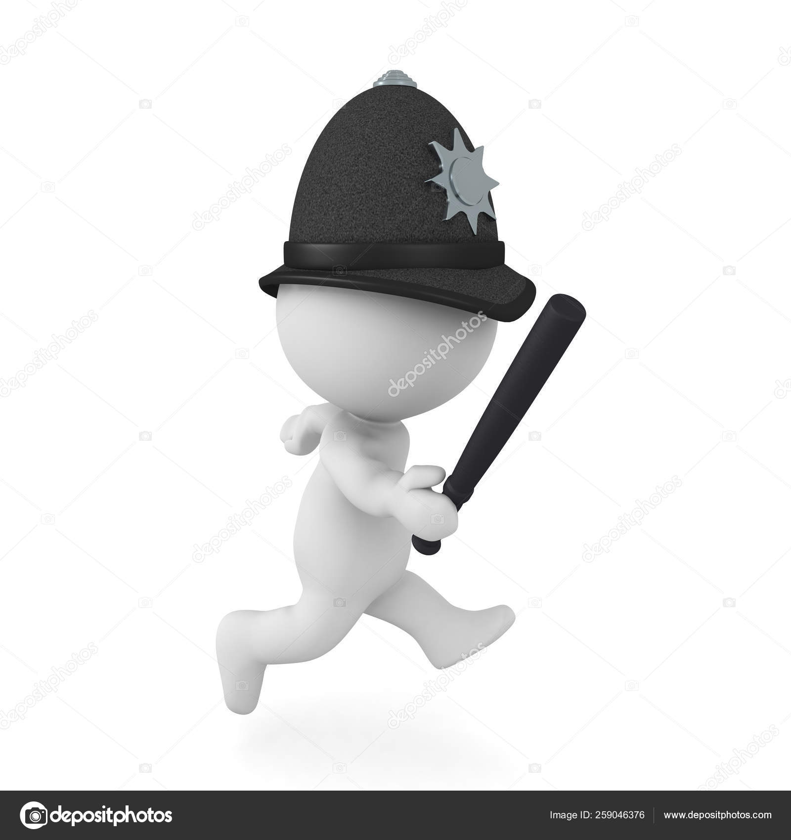 3D Cop running holding police baton — Stock Photo © Lucian3D #259046376