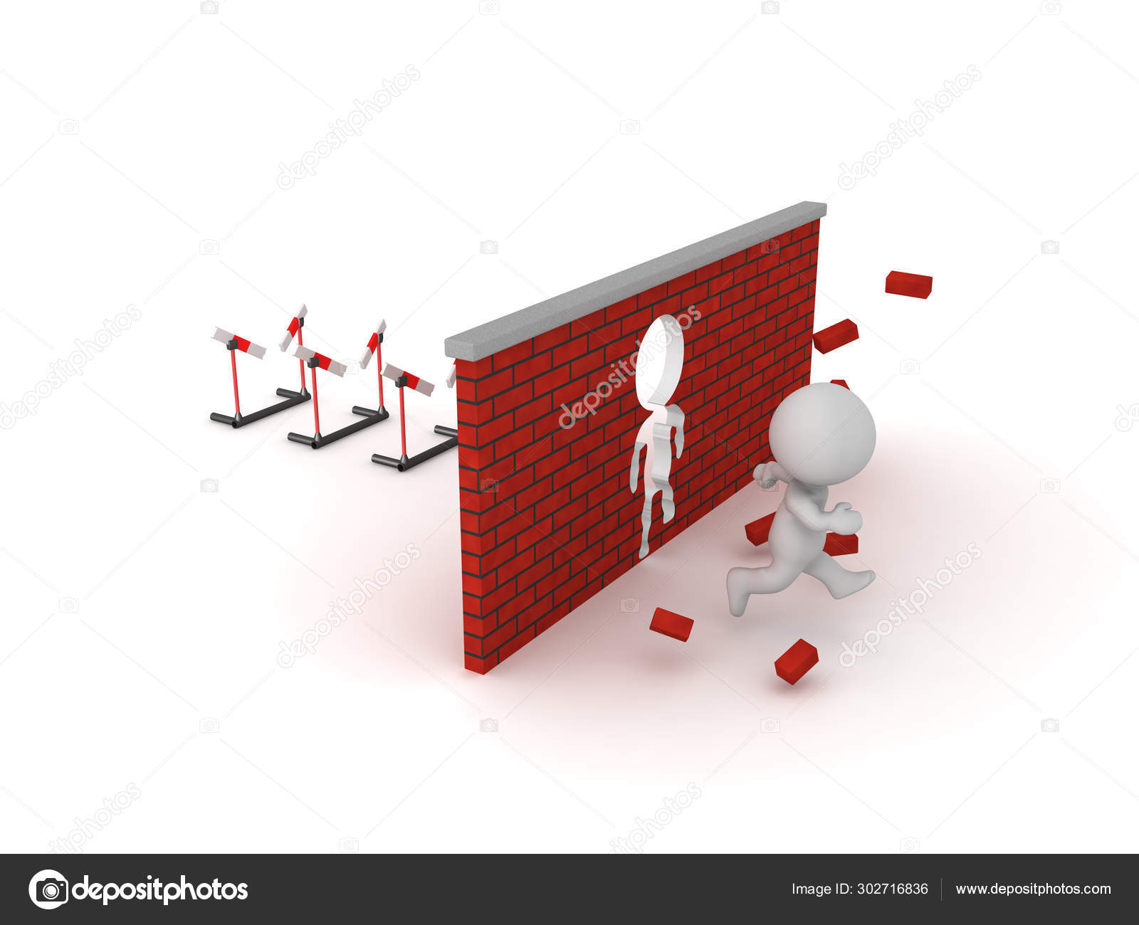 Carácter 3D superando barreras o límites — Foto de stock #302716836 ...