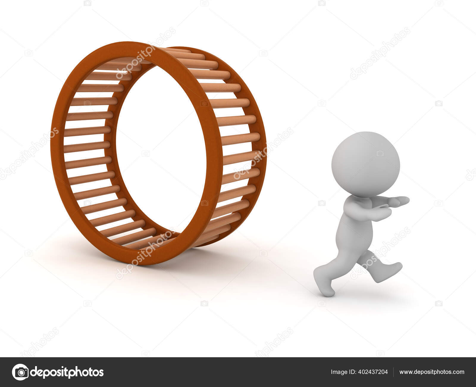 Eine Figur Läuft Vor Dem Hamsterrad Des Rattenrennens Davon Isoliert ...