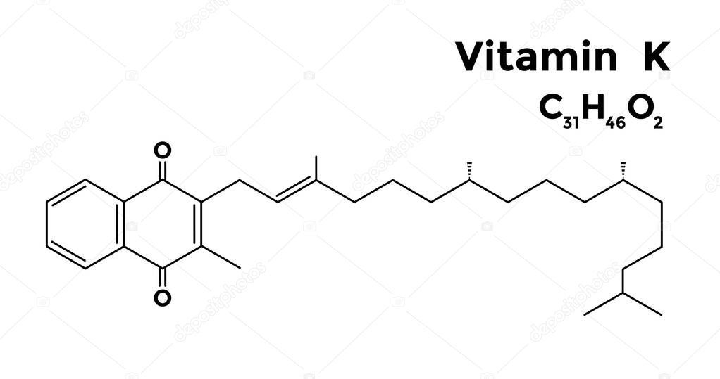 Fórmula esquelética estructural de vitamina K sobre fondo blanco ...