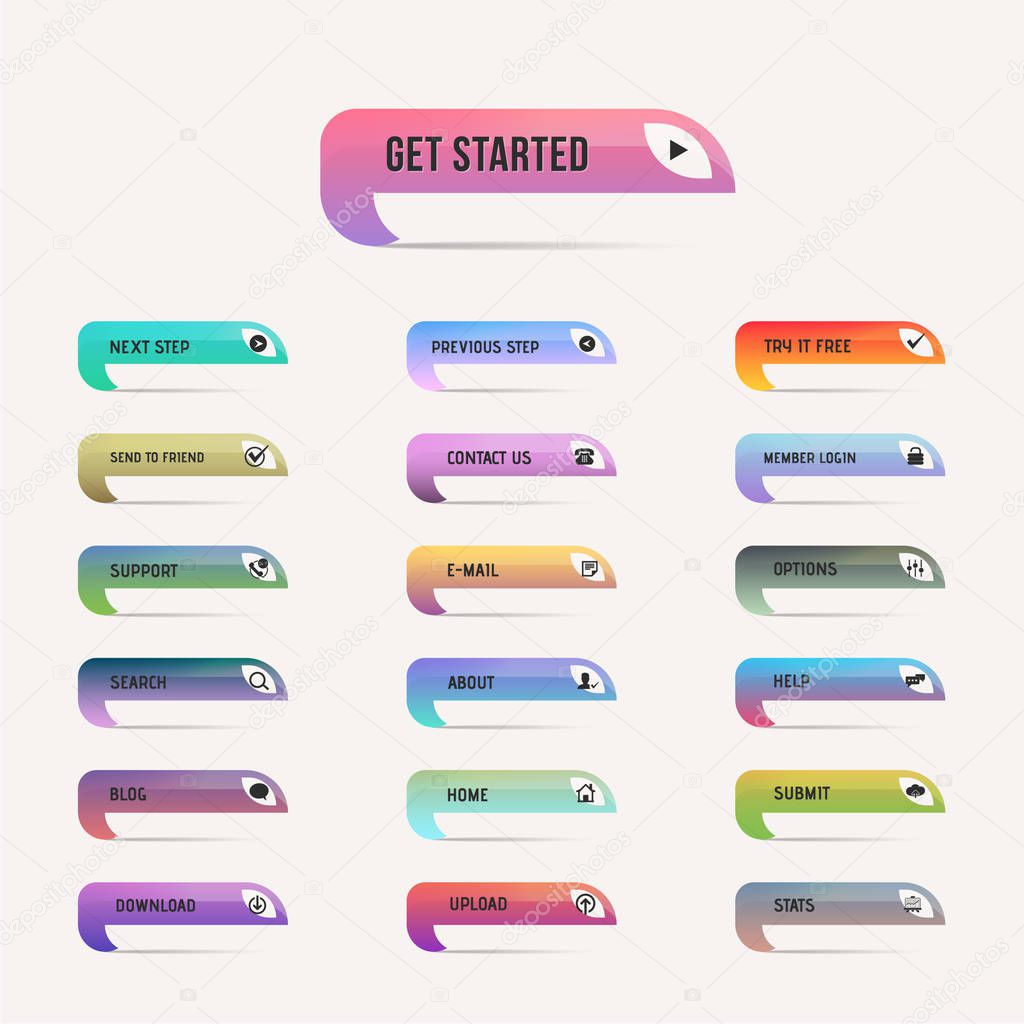 Conjunto de botones de sitio web vectorial, colección de elementos de ...