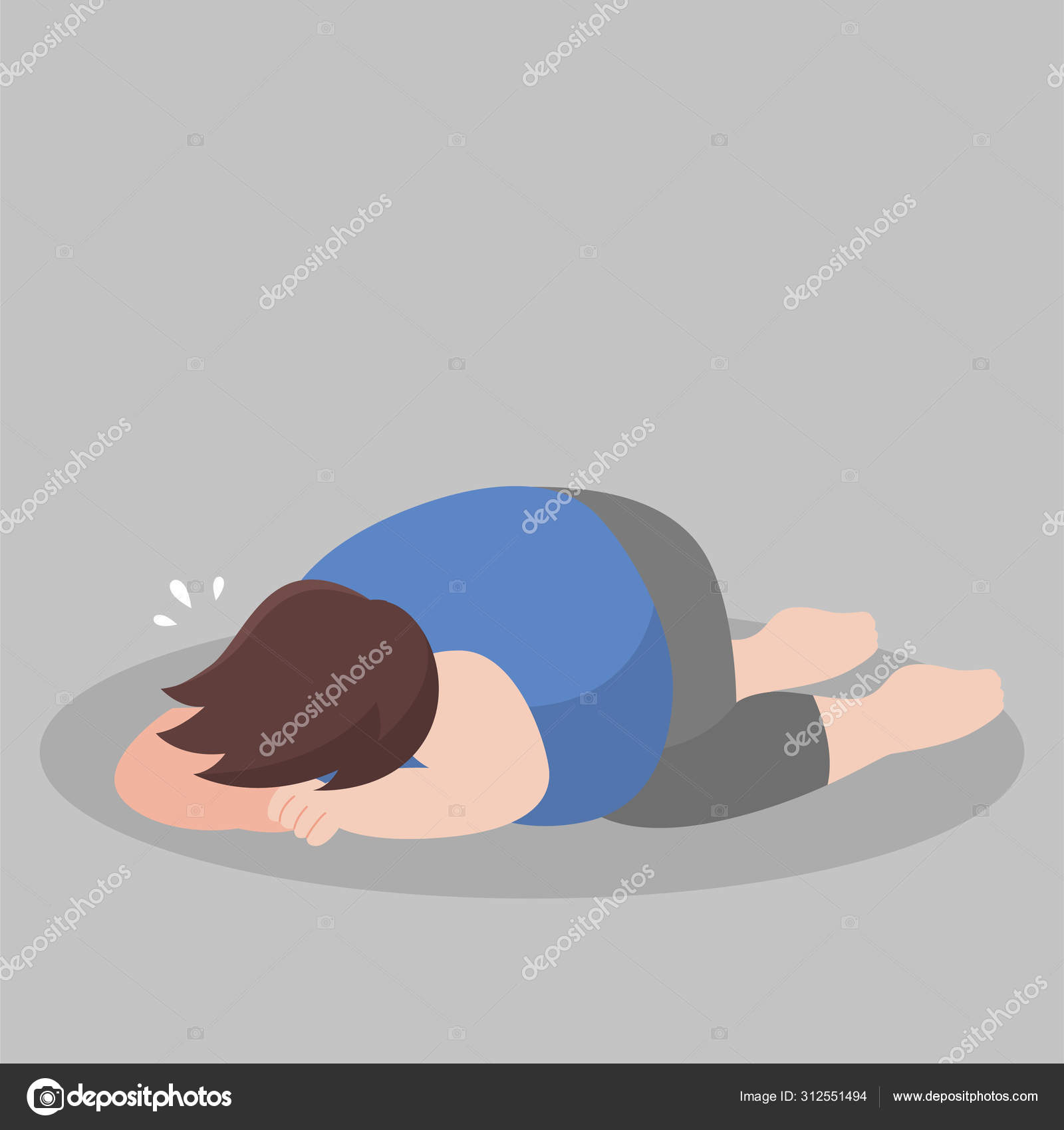 Big Fat Man Cry His Body Looks Weight Sad Afraid Stock Vector Image by ...