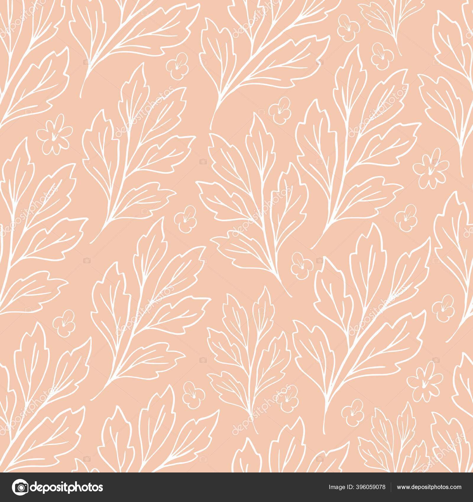Pattern Leaves One Line Pink Background Stock Vector Image by ©Elena_Si ...