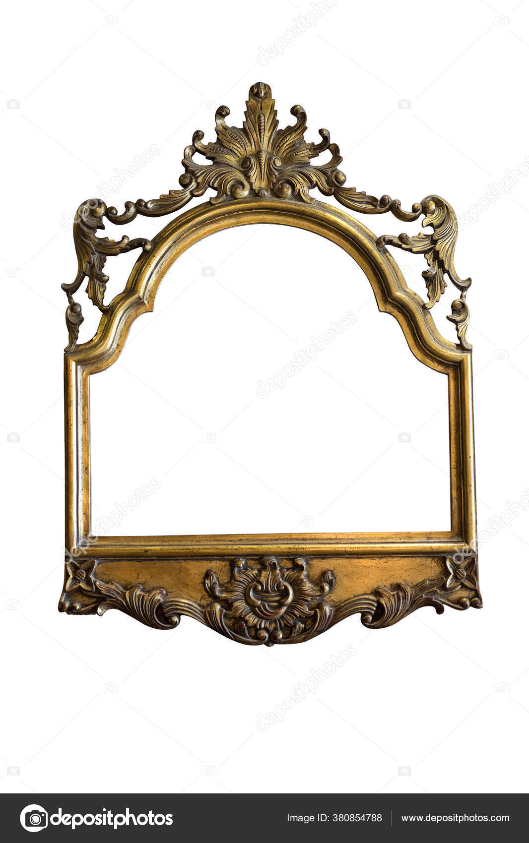 Very Old Rustic Golden Frame Isolate White Background — Stock Photo ...